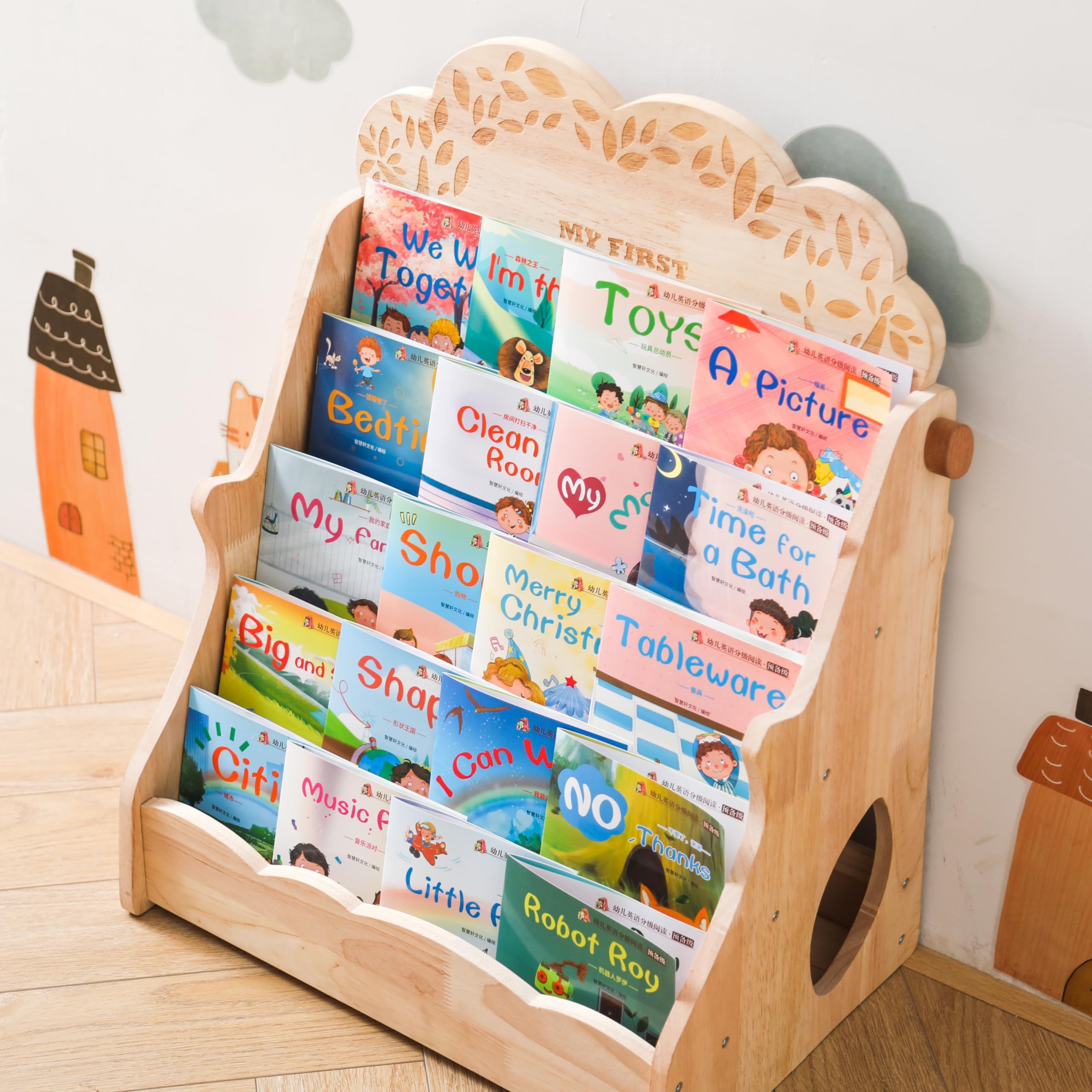 Amazon.com: Wooden Kids Bookshelf w/Scalloped Edges - Perfect Height 3 ...