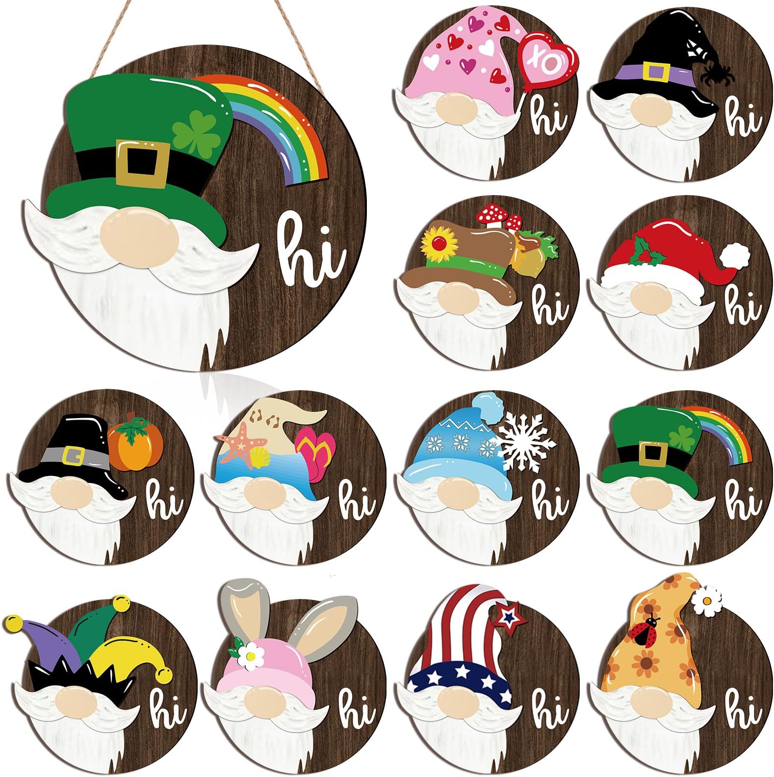 Amazon.com: Thyle 31 Pcs Interchangeable Wooden Gnome sign Seasonal ...
