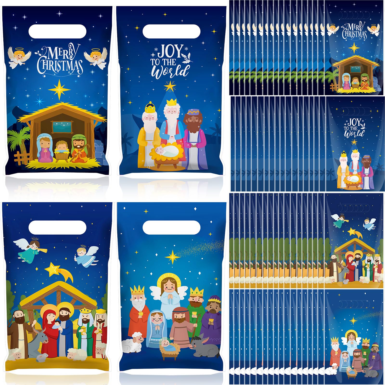 Amazon.com: Saypacck 48 Pieces Christmas Nativity Gift Bags Plastic ...