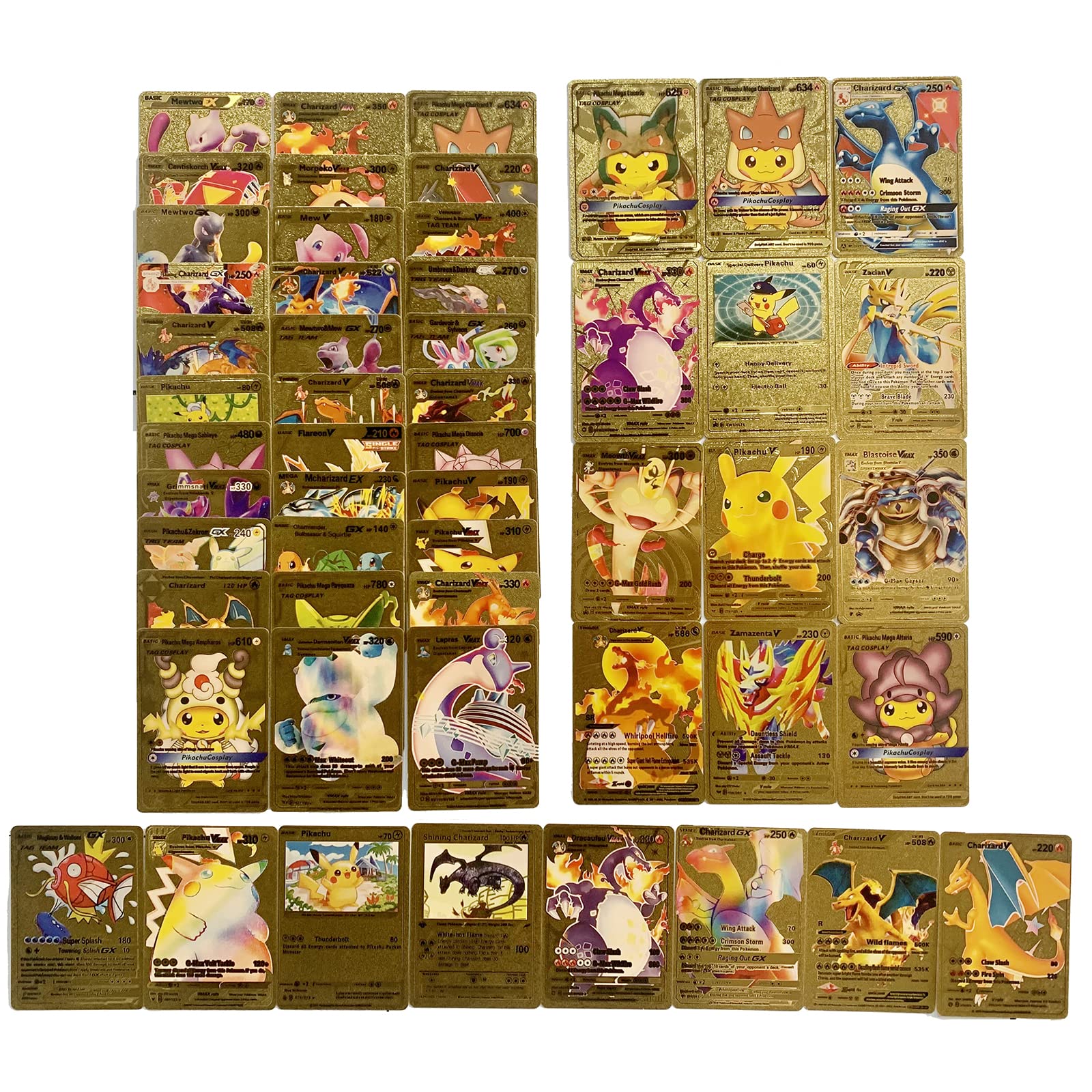 Buy 55 Pcs Gold Foil TCG Deck Assorted Cards DX GX Rare Cards V Series ...