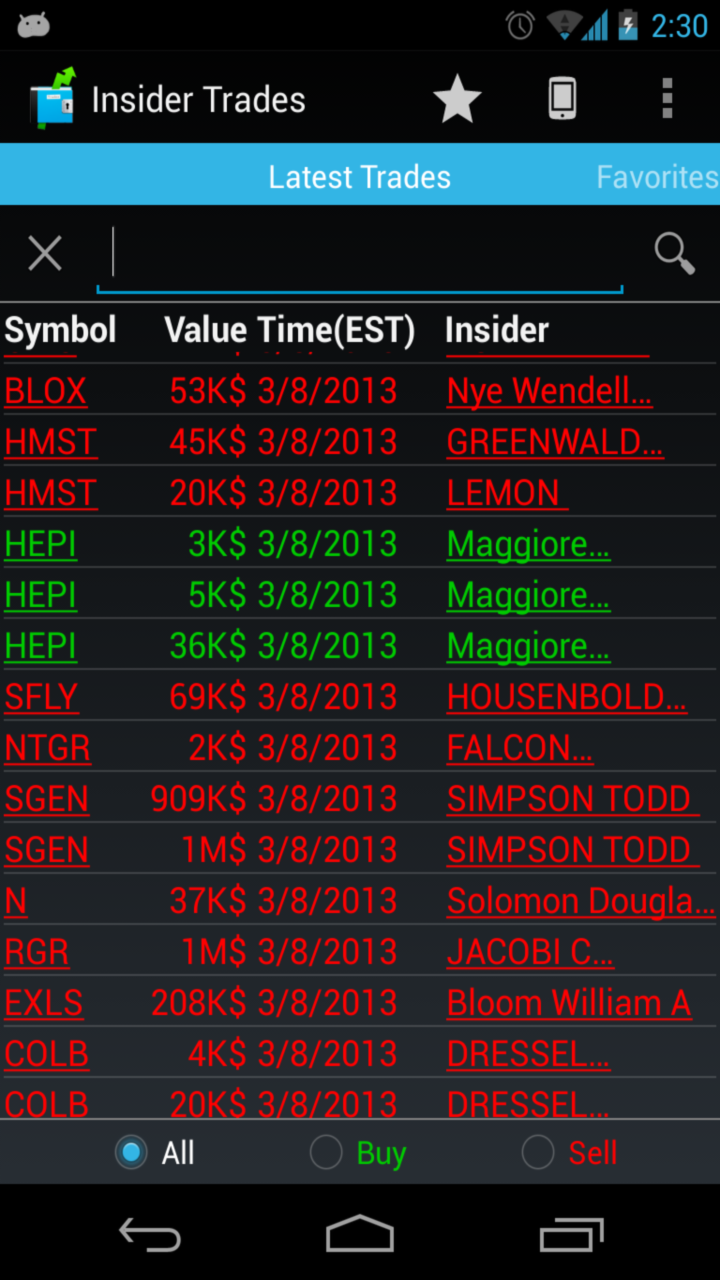 Insider Trades - App on the Amazon Appstore