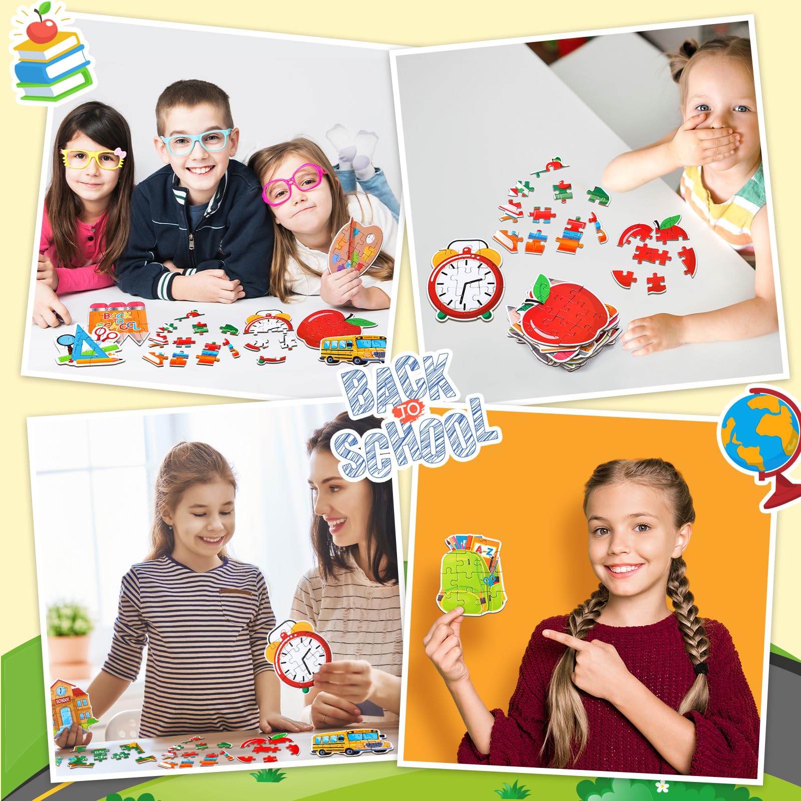 Snapklik.com : 24 Pack Back To School Puzzles For Kids Paper Jigsaw ...