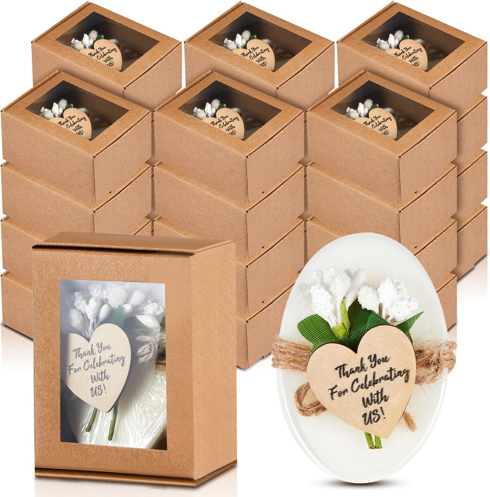 Amazon.com: Dansib 24 Sets Mini Eucalyptus Handmade Soaps Wedding Soap ...