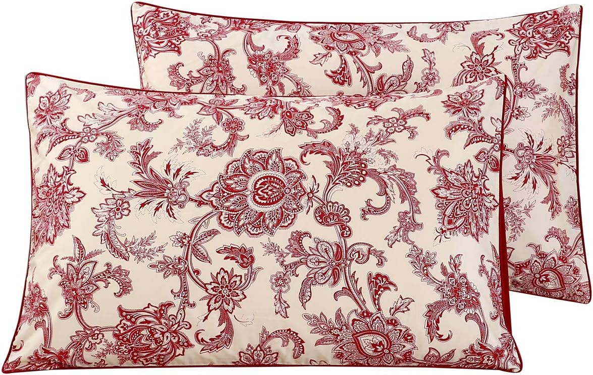 Amazon.com: WINLIFE 100% Cotton Pillowcases King Set of 2, Red Boho ...