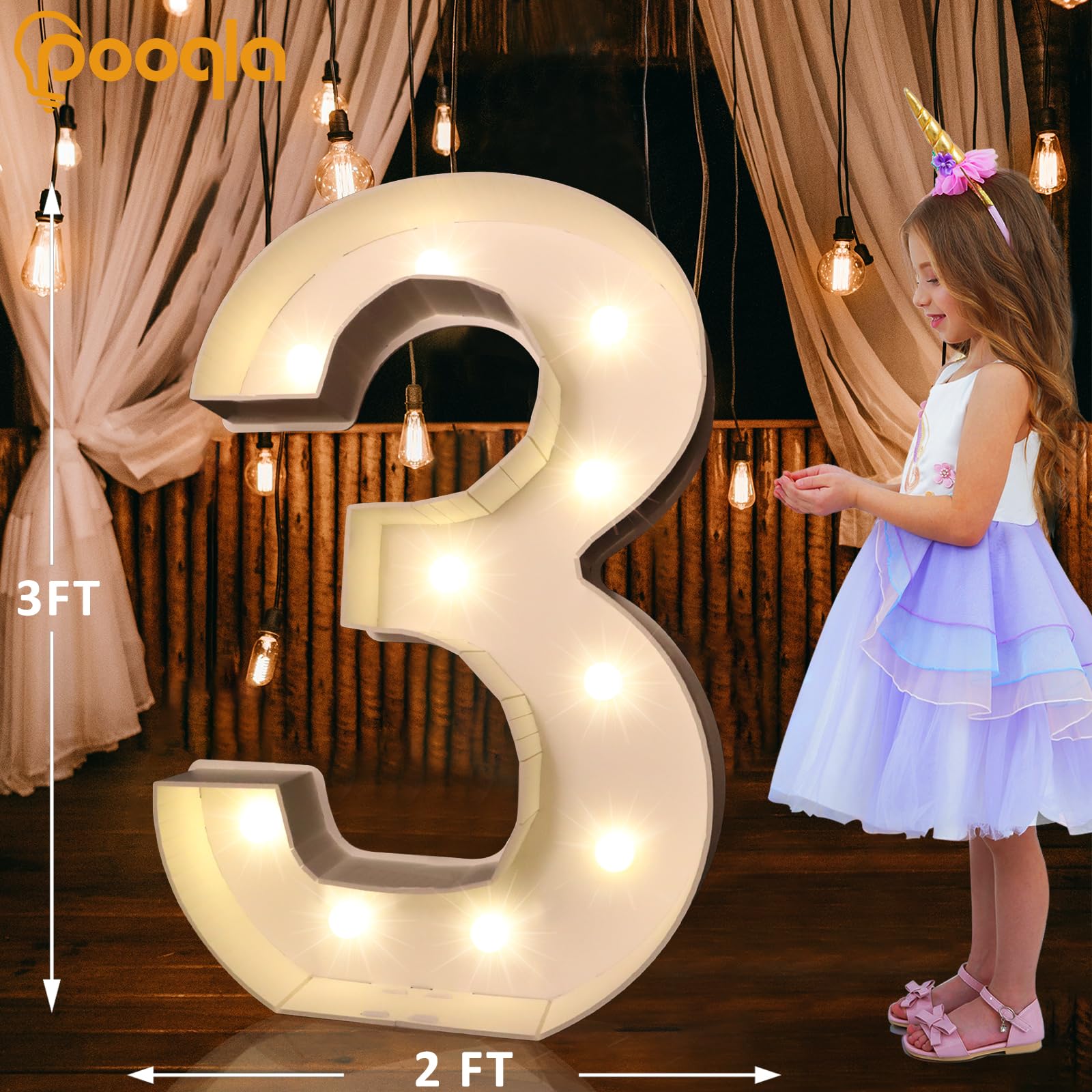 Snapklik.com : 3FT Marquee Light Up Numbers, Warm White LED Large ...