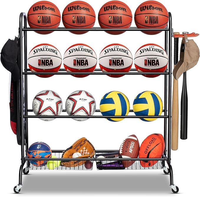 Amazon.com: EXTCCT Basketball Rack, Outdoor Rolling Basketball Shooting ...
