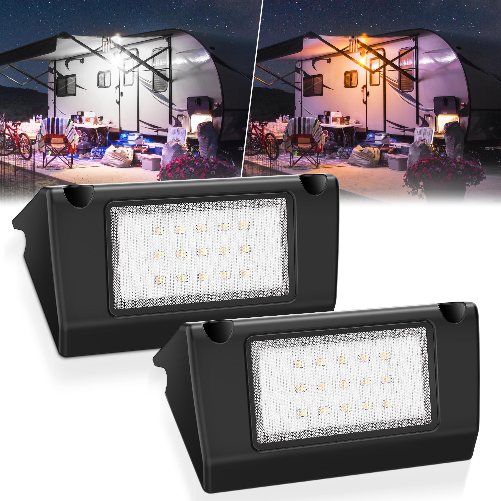 Snapklik.com : RV Porch Lights, 5 Inch 45W Amber/White LED Exterior ...