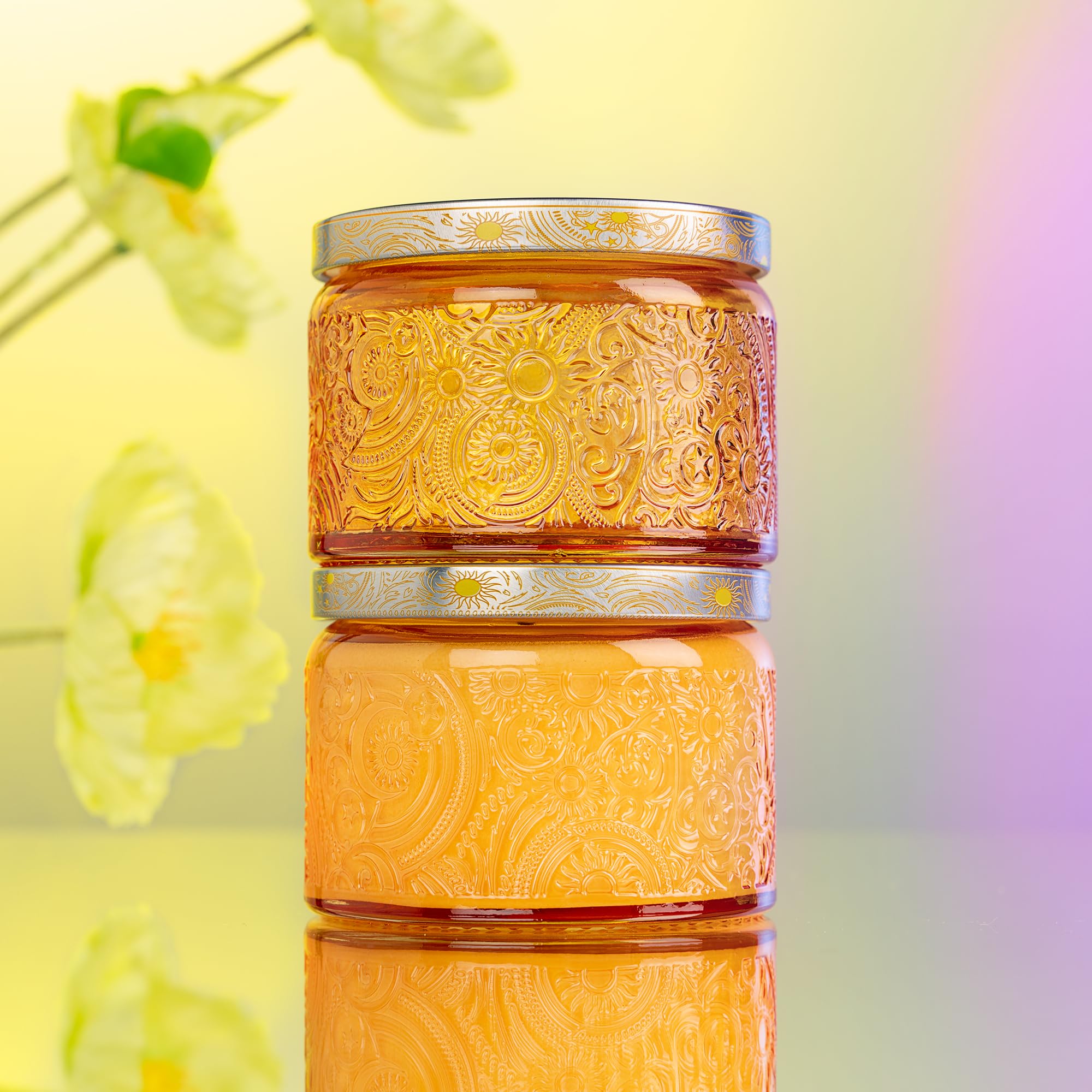 Amazon.com: 12-Pack 4oz Embossed Glass Candle Jars with Lids and Labels ...