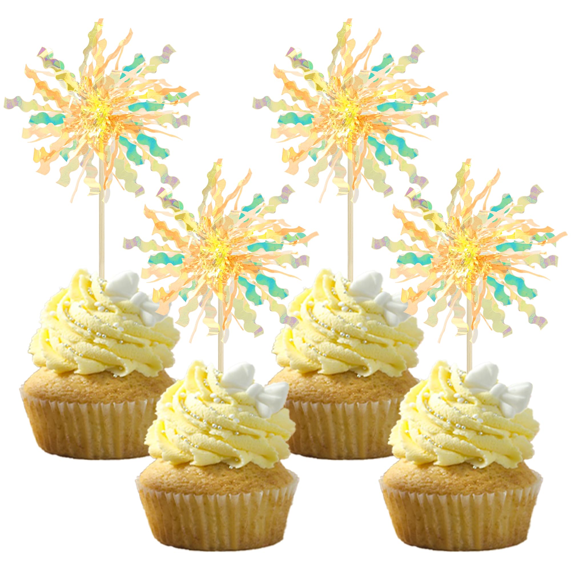 Amazon.com: Gyufise 20Pcs Foil Firework Cupcake Toppers Happy Birthday ...