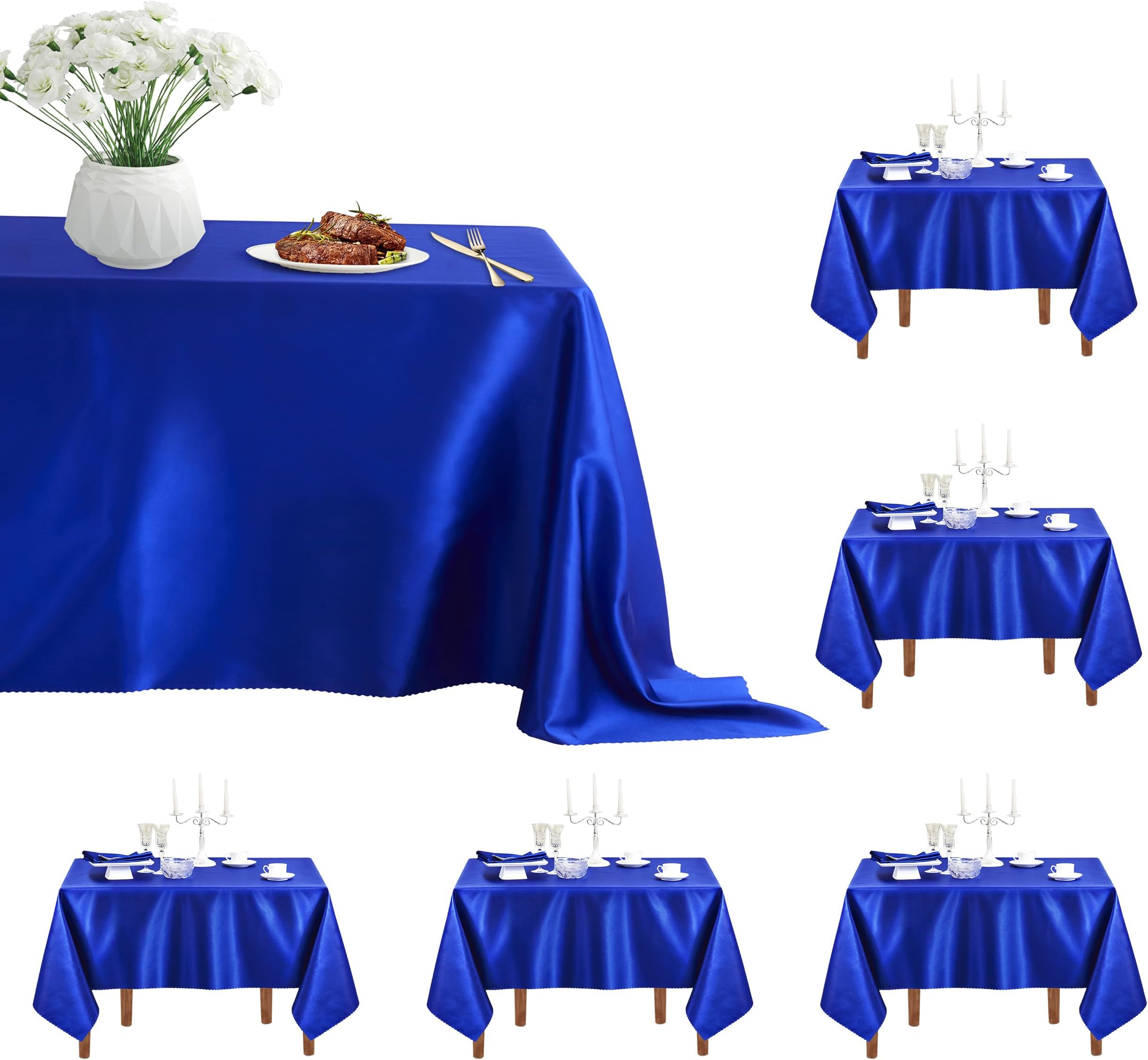 Amazon.com: 12 Pack Satin Tablecloth Wedding Rectangle Tablecloth Satin ...