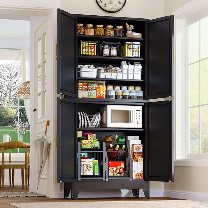 Amazon.com: GAIOUS 75.2" Tall Metal Pantry Cabinet, Storage Cabinets ...