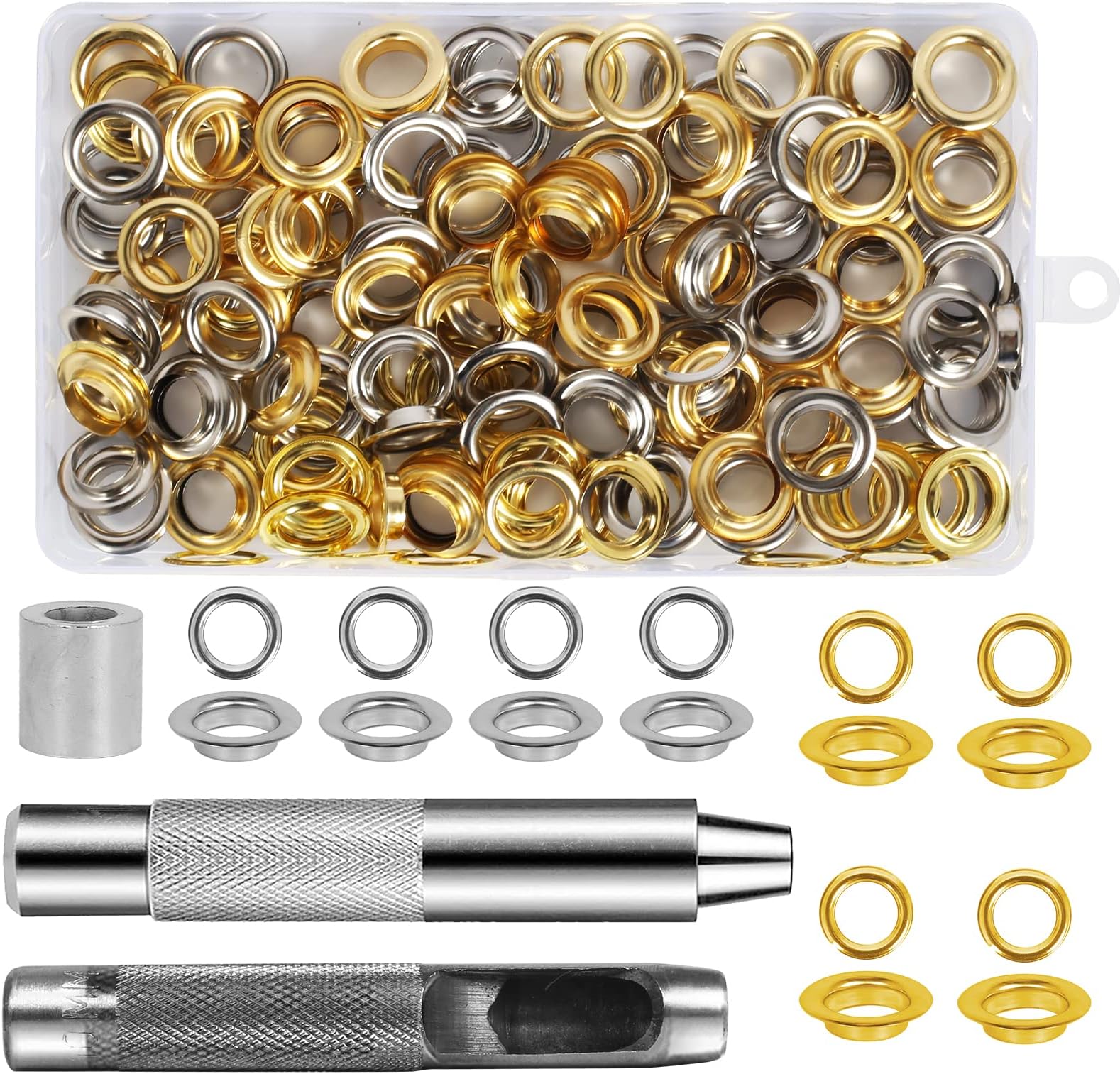 Boxonly 100 Sets Eyelet Punch Die Tool Kits Metal Grommets Kit 1000 ...