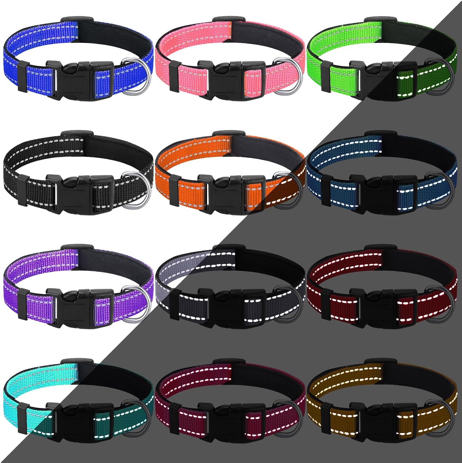 Amazon.com : Sanwuta 12 Pcs Reflective Puppy Dog Collars Bulk for ...