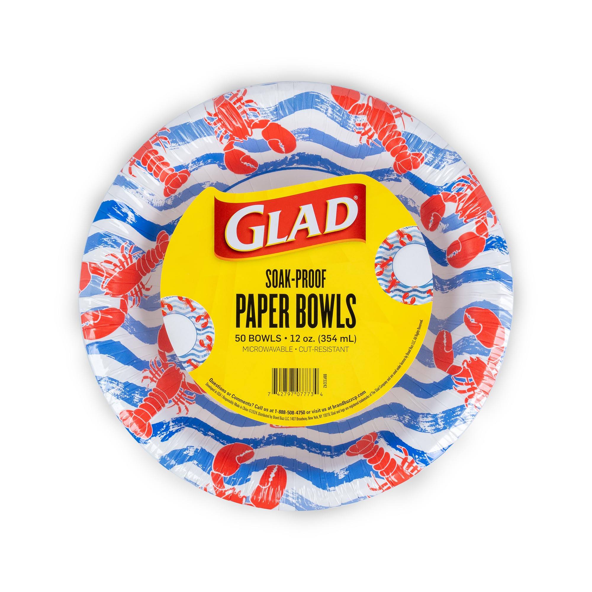 Amazon.com: Glad Everyday Round Disposable Paper Bowls with Lobster ...