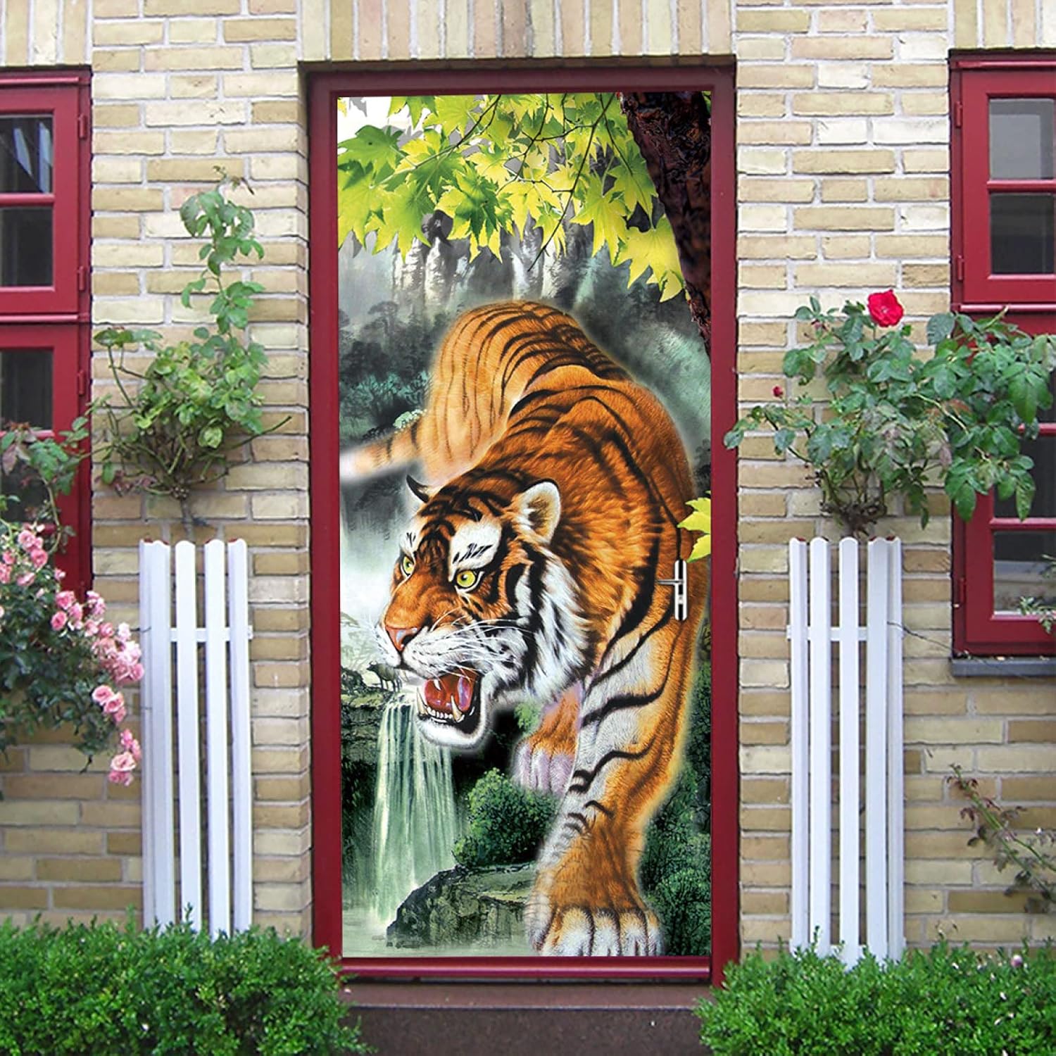 Amazon.com: 3D Door Murals Creative Tiger Yellow Kids Bedroom Living ...