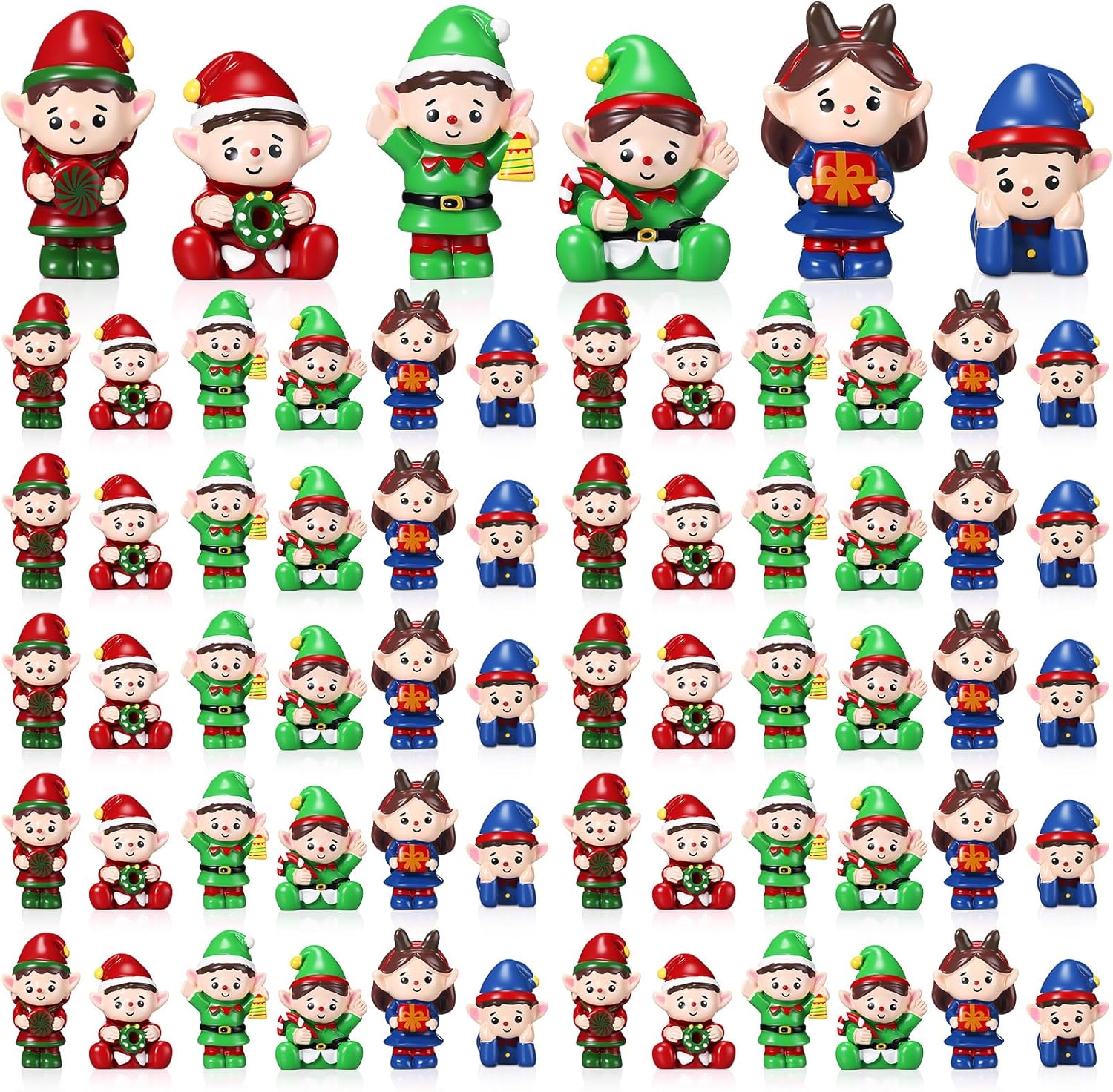 Amazon.com: Wesiti 60 Pcs Mini Resin Christmas Elf Figurines Miniature ...