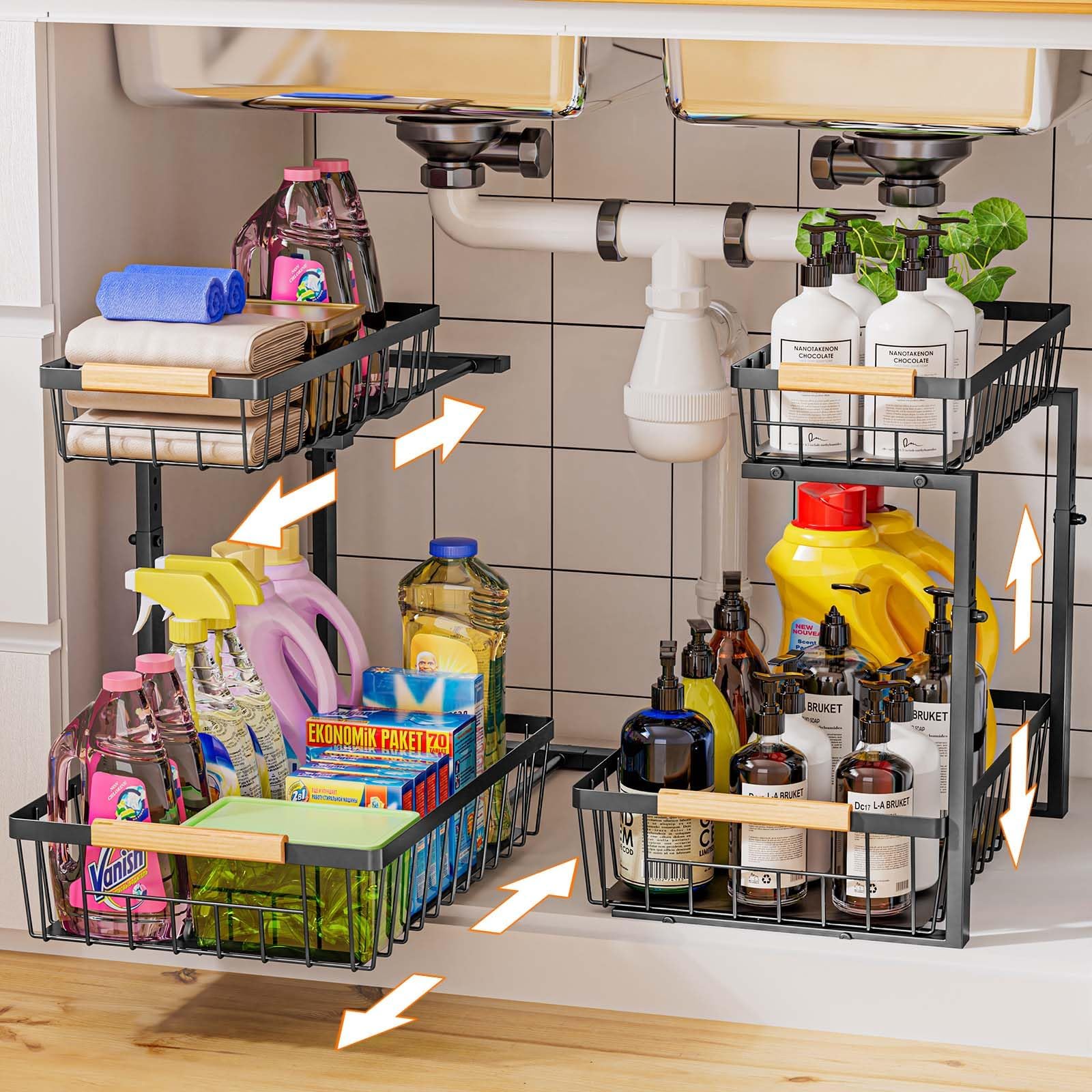 Amazon.com: Dihmpor Under Sink Organizer and Storage 2 Pack, Slide Out ...