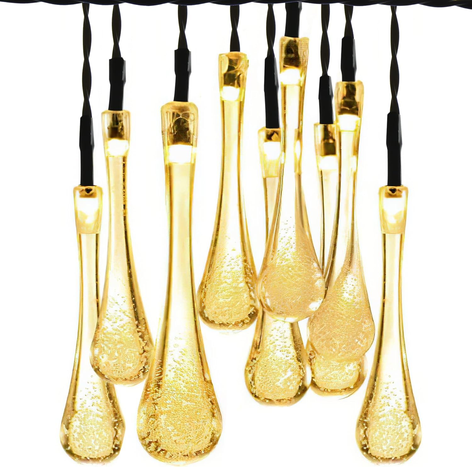 ASAB Raindrop String Lights | Battery-Powered Crystal Bulbs | Automatic ...