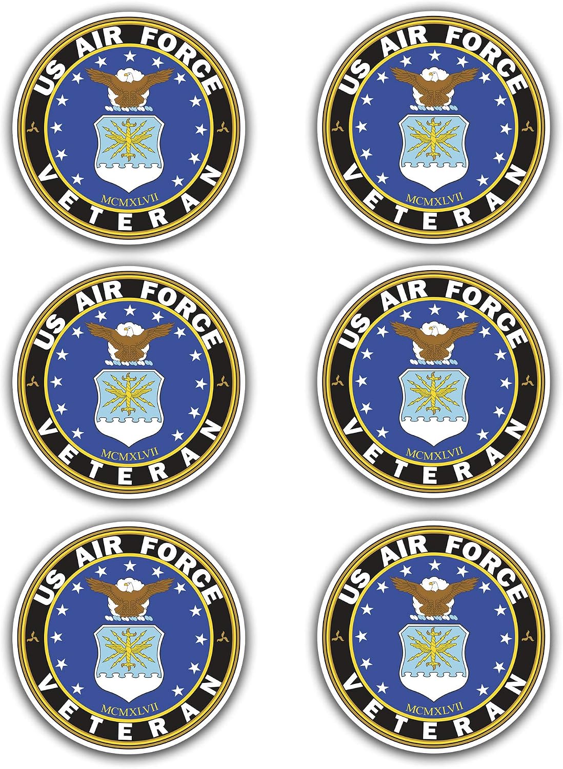 Amazon.com - Set of 6 Sticker US AIR Force Veteran Decal Army Military ...