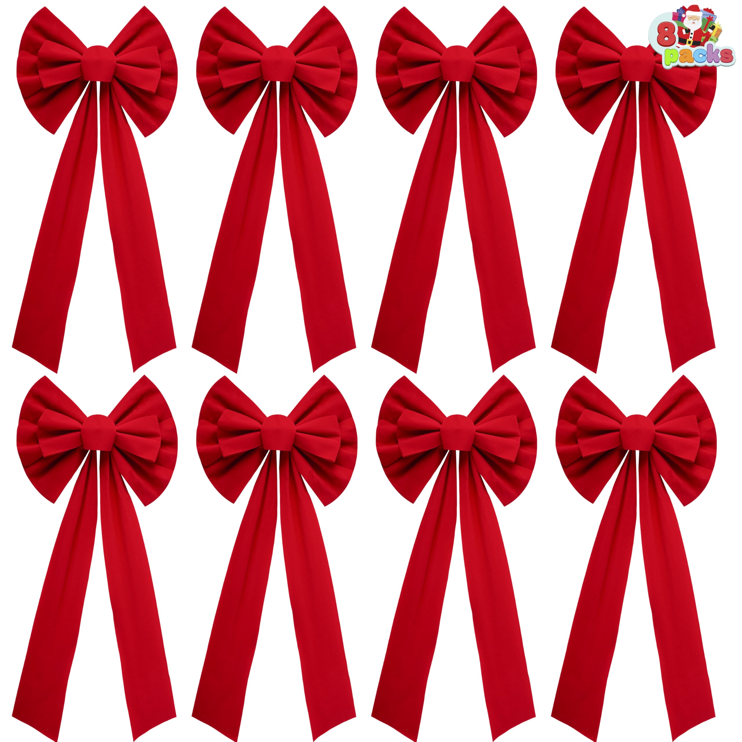 Amazon.com: JOYIN 8 Pack Christmas Red Velvet Bows, 26" Long by 10 ...