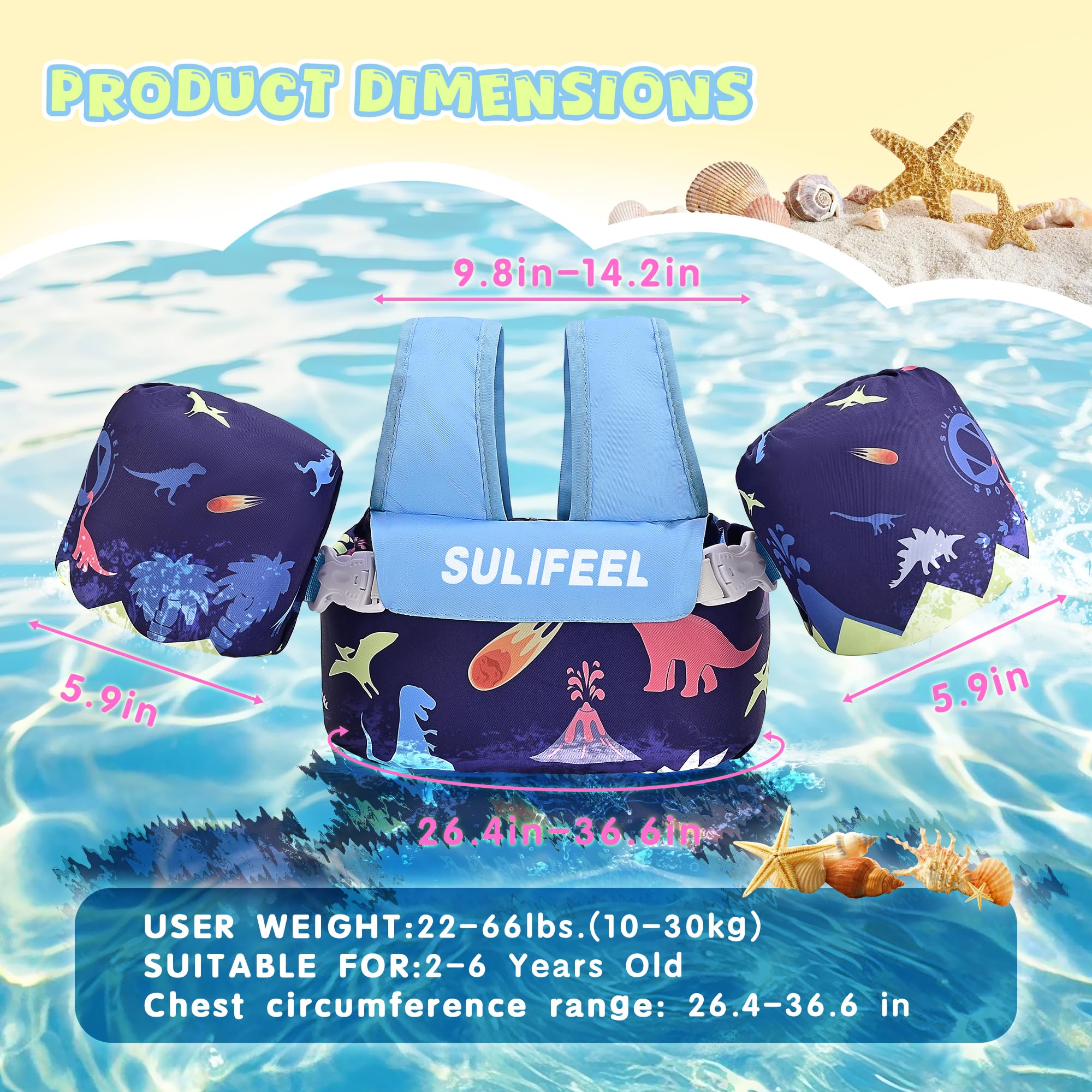 Snapklik.com : SULIFEEL Toddler Swim Vest For 20-66 Lbs Kids Floaties ...