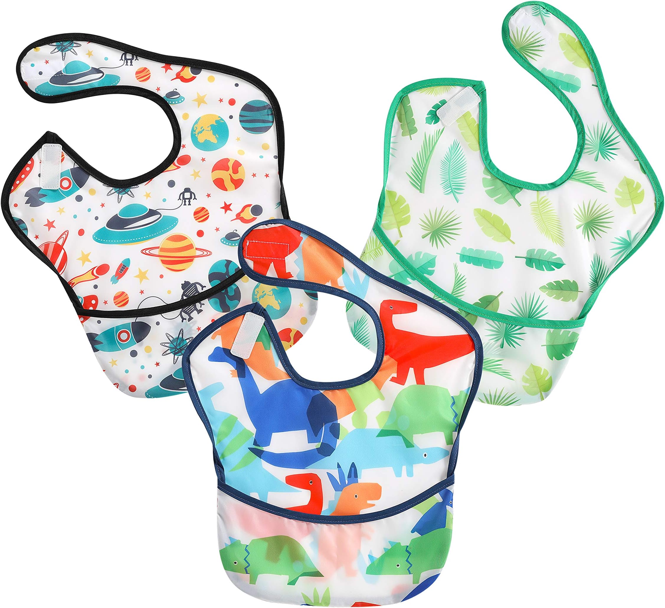 Amazon.com: Jeyiour 24 Pcs Baby Waterproof Bibs with Food Catcher ...