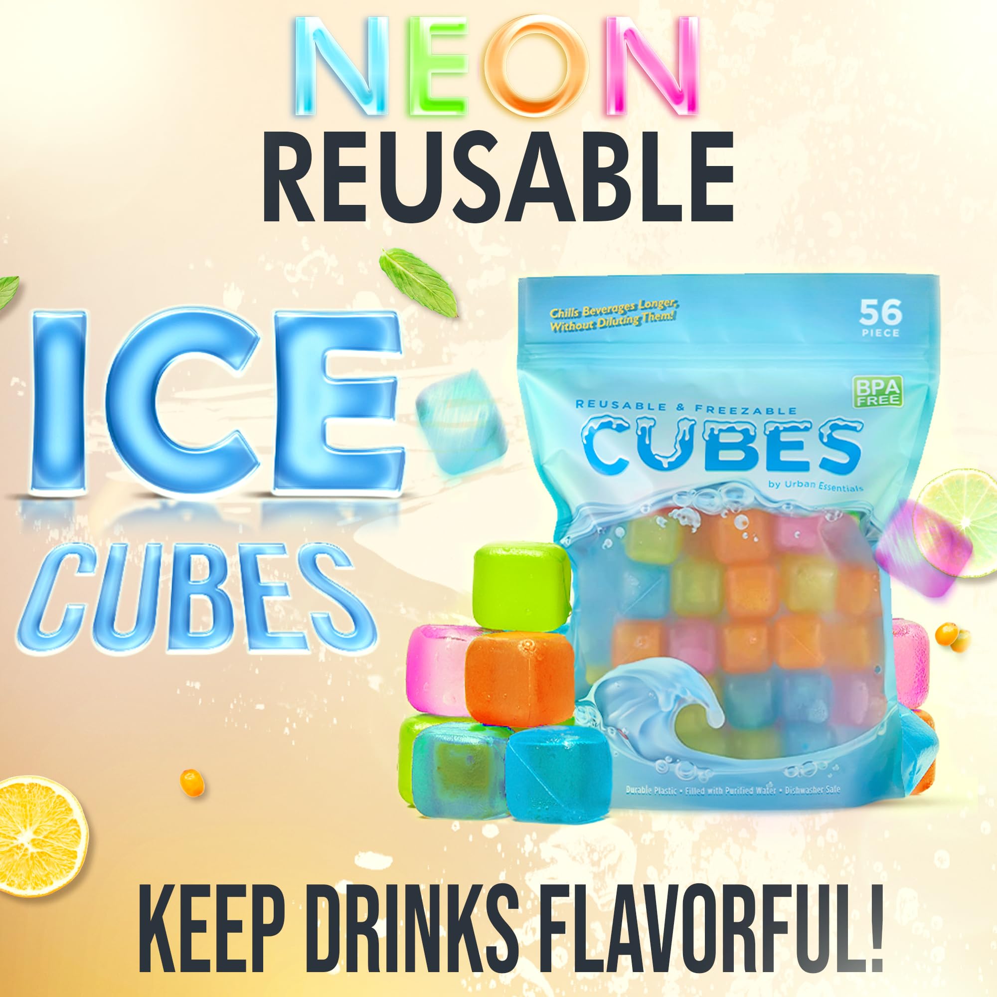Urban Essentials JUMBO Reusable Ice Cubes Quick Freeze, 40% OFF