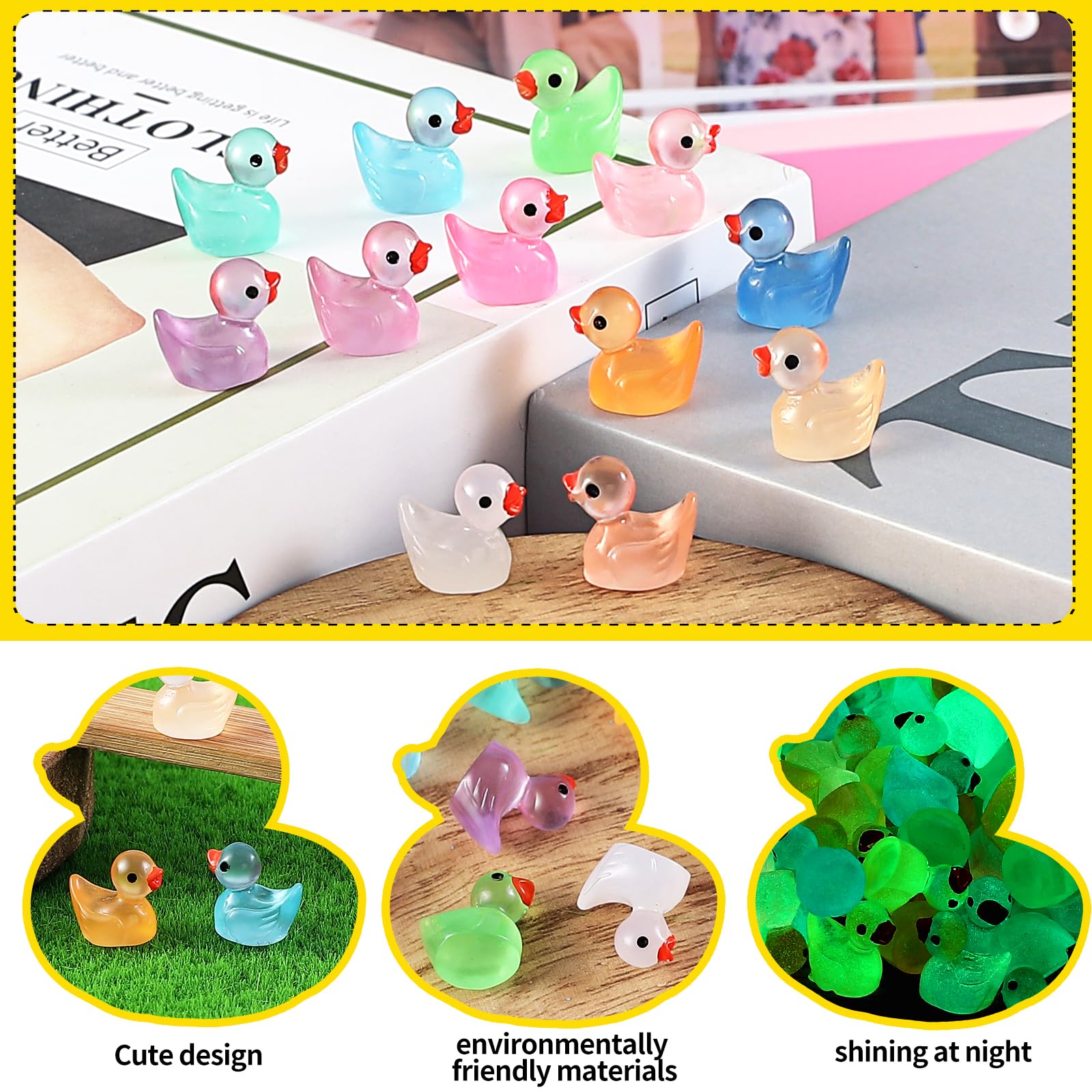 Snapklik.com : 260 Pcs Luminous Mini Resin Ducks Glow In The Dark Tiny ...