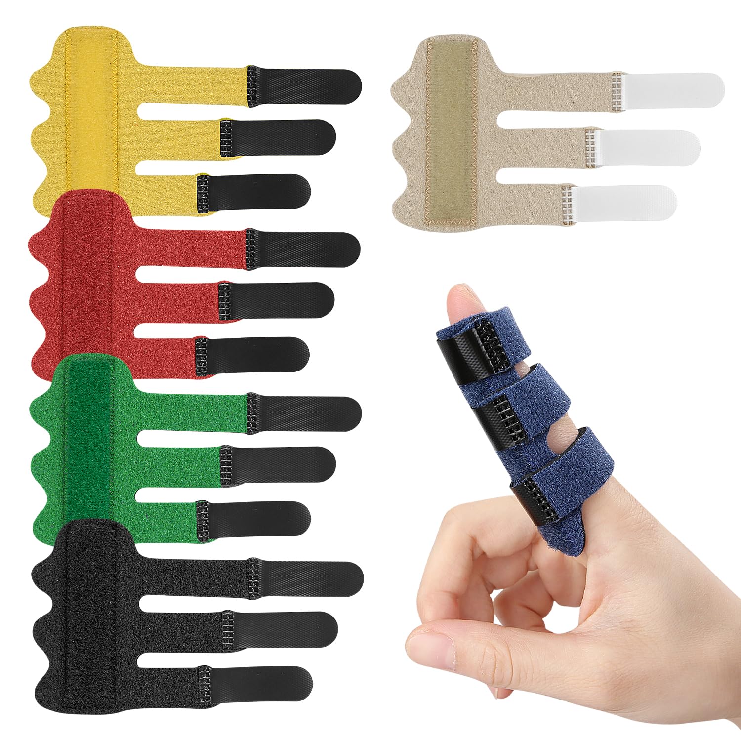 Finger Splint, [4 Pcs ] Upgraded 3 Straps Trigger Finger Brace Support ...