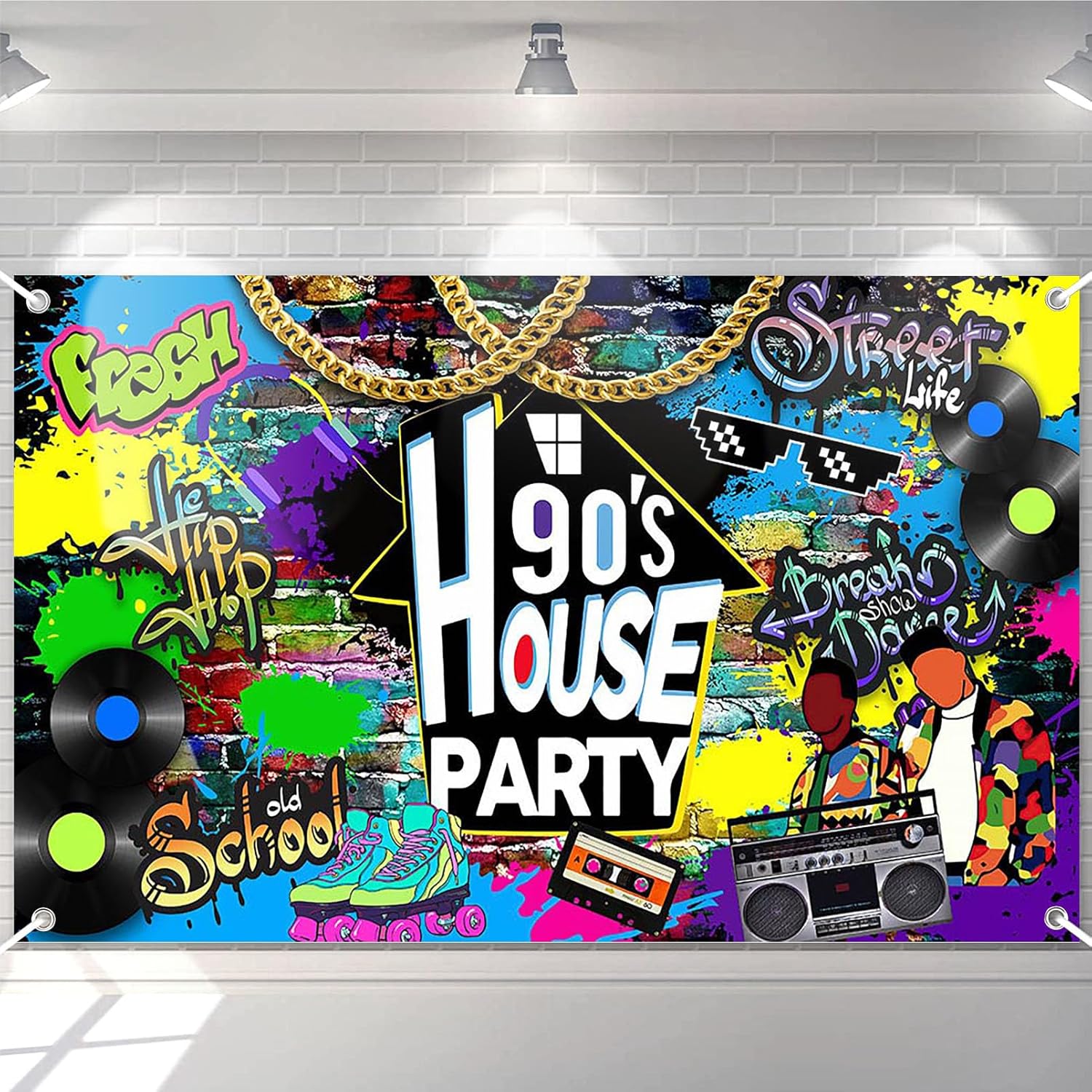 Amazon.com : Avezano 90s House Party Backdrop Hip Hop Graffiti 90's ...