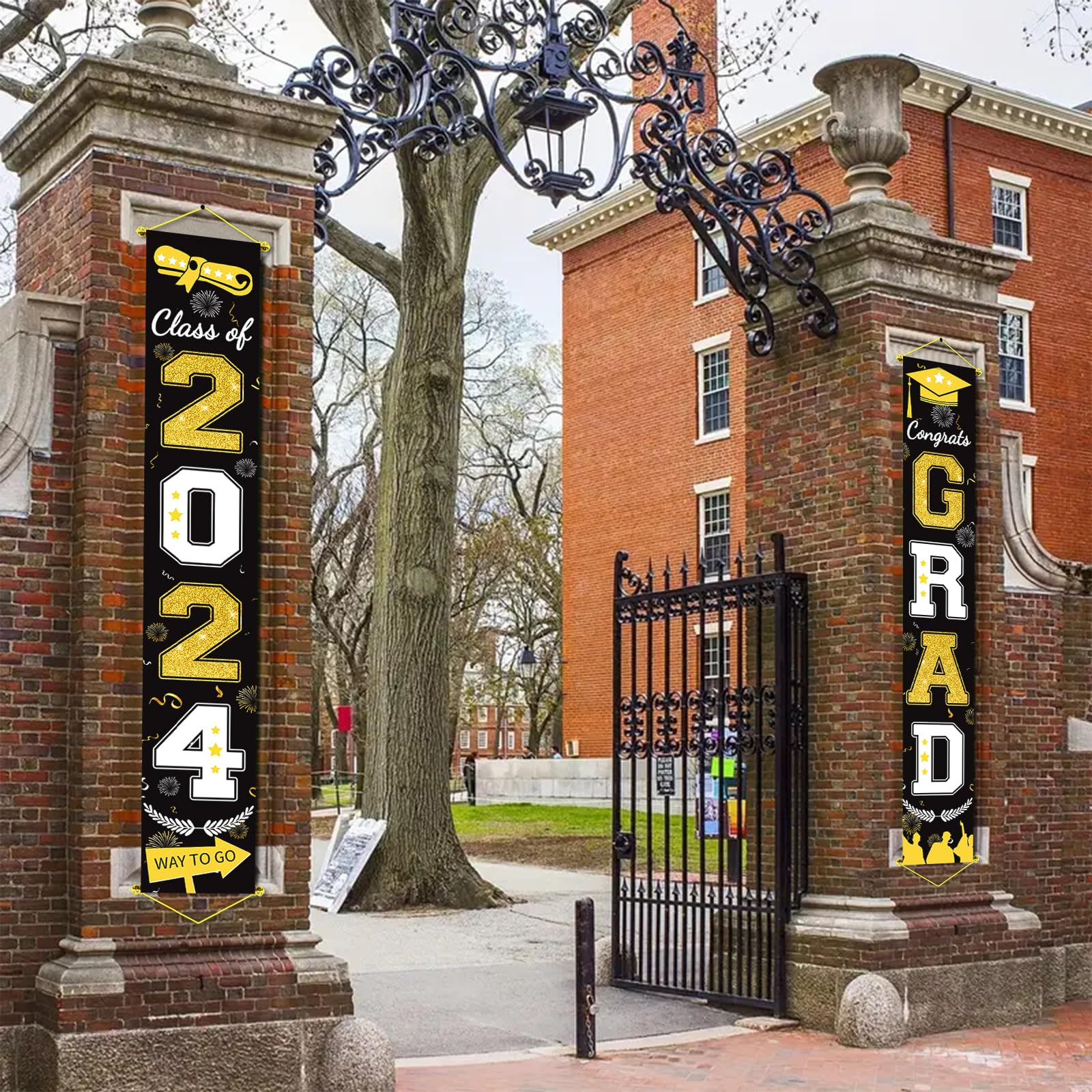 Snapklik.com : Graduation Door Banner, Black And Gold Grad Door Banner ...