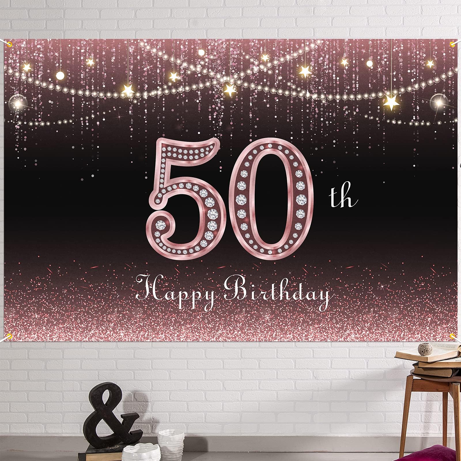 Amazon.com: Happy 50th Birthday Backdrop Banner Fierce Fabulous and 50 ...