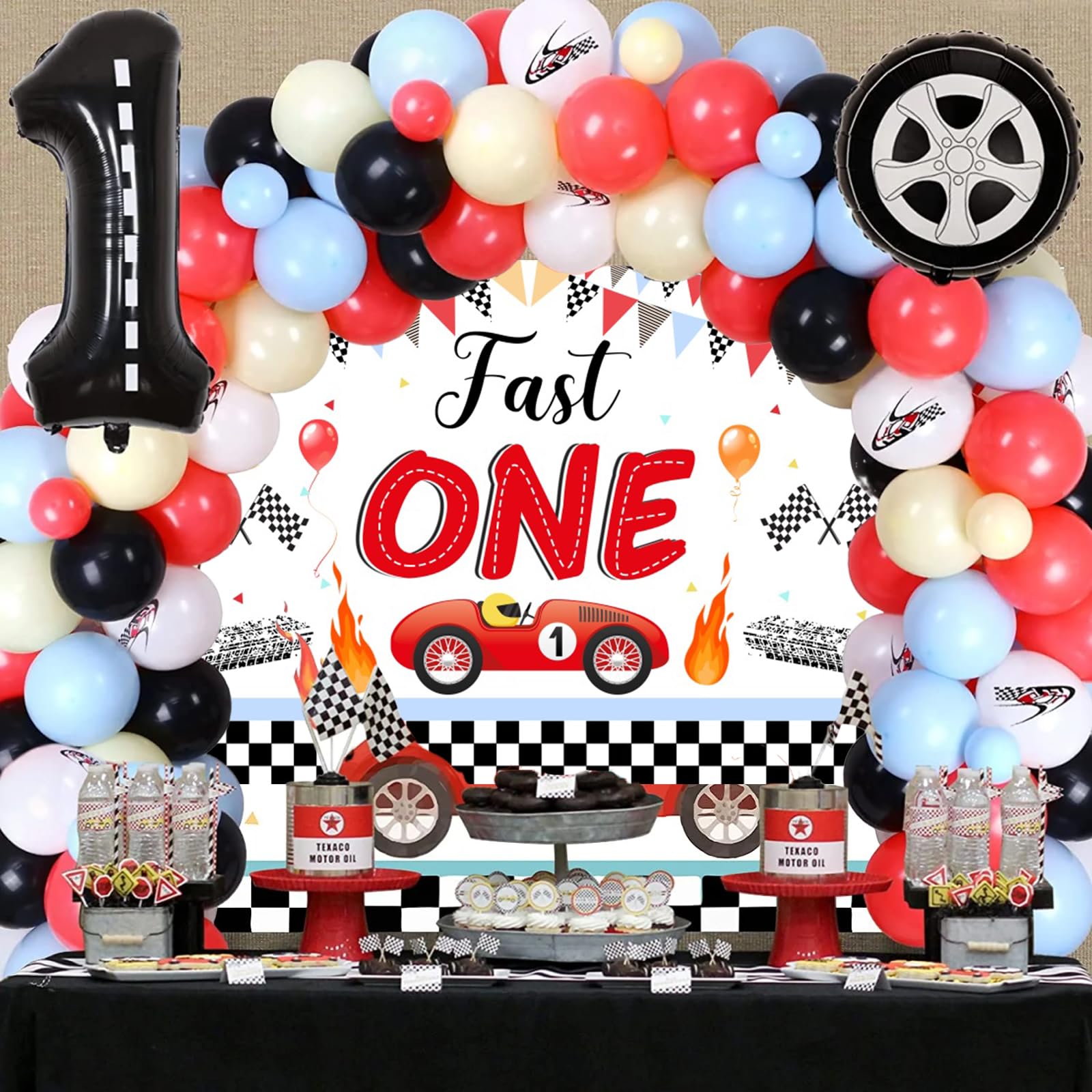 MEHOFOND 7x5ft Race Car 2nd Birthday Backdrop Two Fast Red Race Car ...