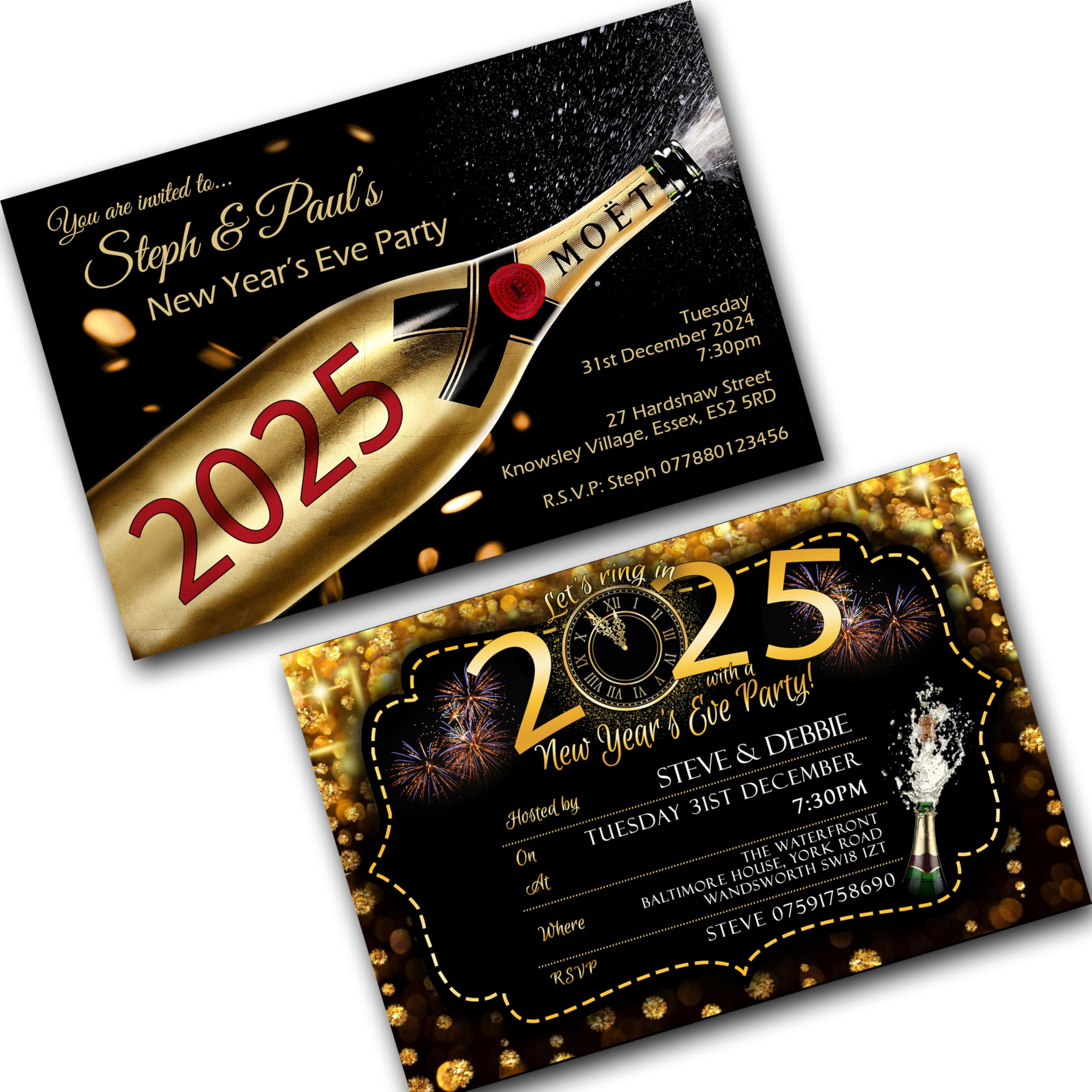 Invitation Pomegranate Rosemary Champagne New Year's Eve Party