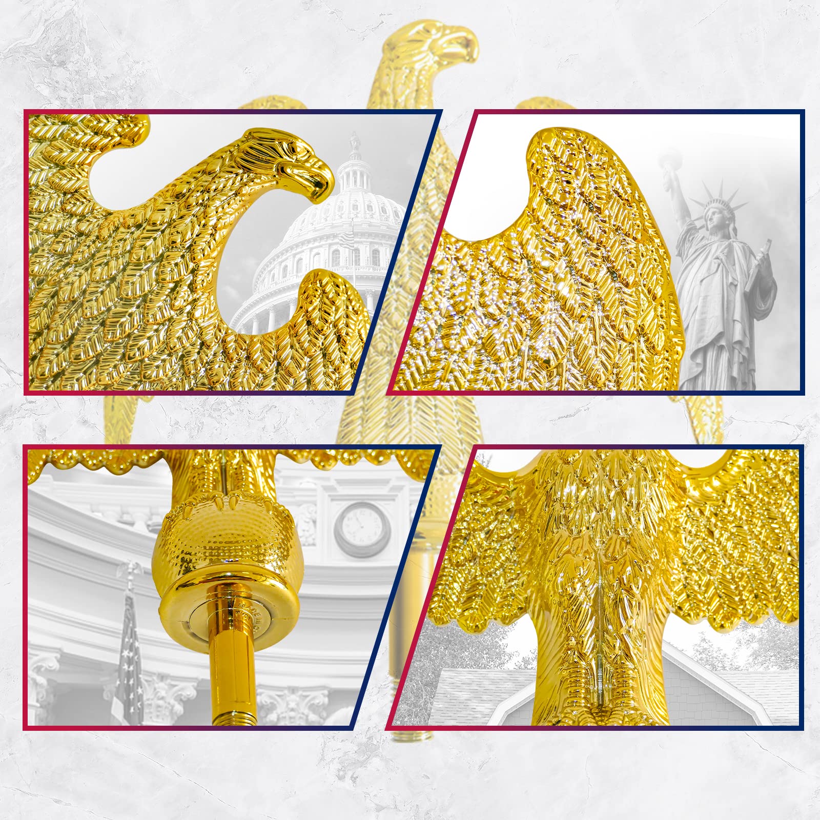 Snapklik.com : Gold Eagle Flag Pole Topper, Eagle Finial Flagpole ...