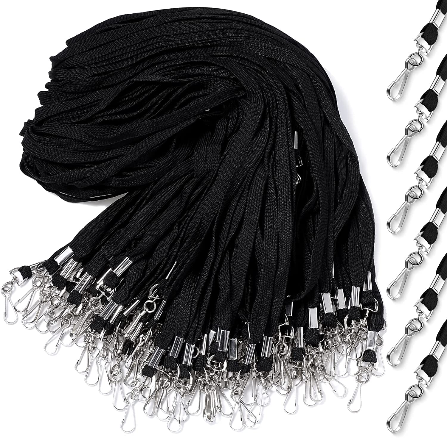 100 Pieces Black Lanyards Bulk, Premium Neck Lanyards with Swivel Hook ...