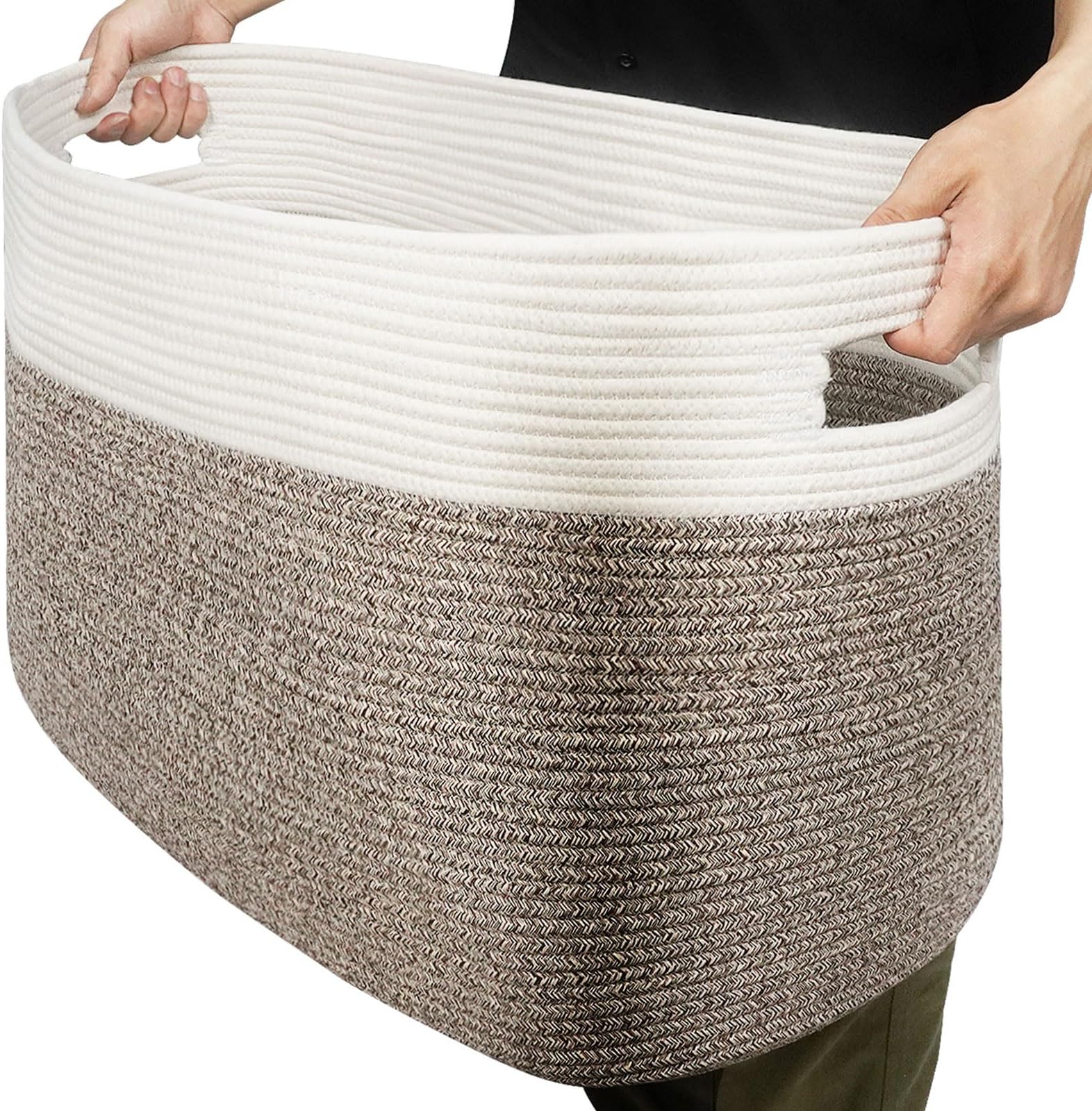 Amazon.com: Extra Large Cotton Rope Basket, Coregreen Blanket Basket ...