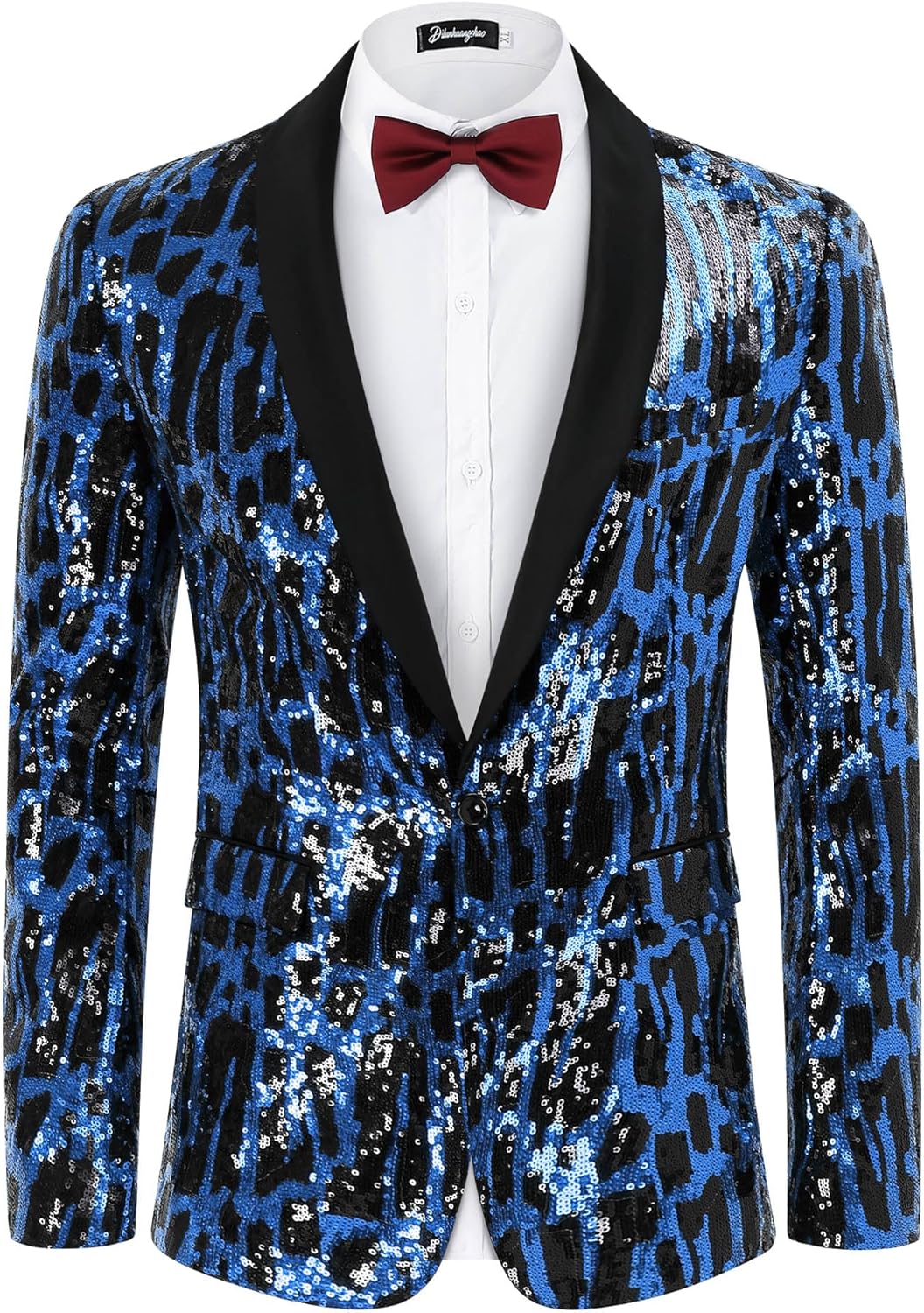 TURETRENDY Men Shiny Sequin Blazer Jacket Stylish One Button Tuxedo ...