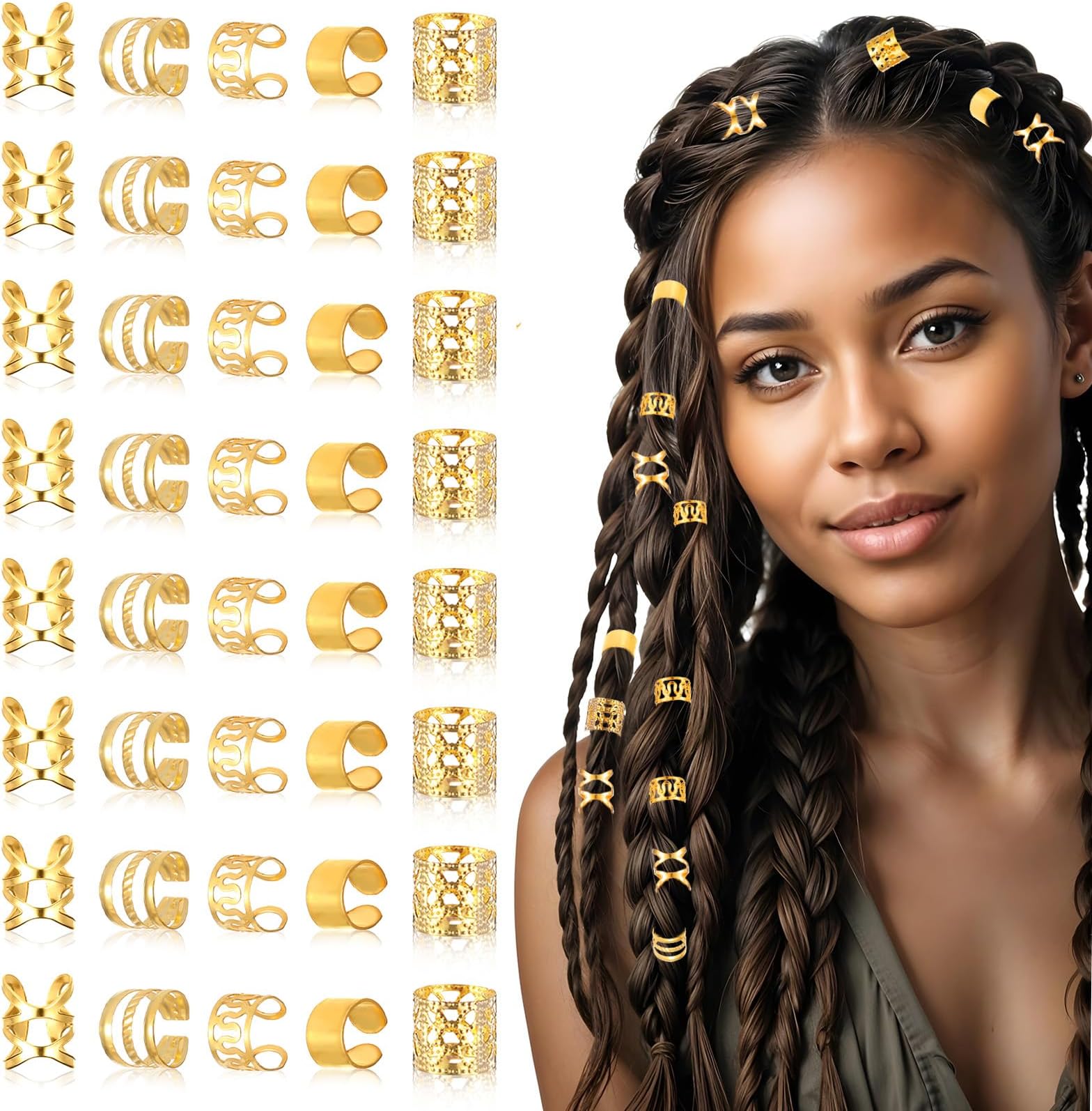 Amazon.com : Tuefuzy 110 Pcs Gold Hair Jewelry for Braids and ...