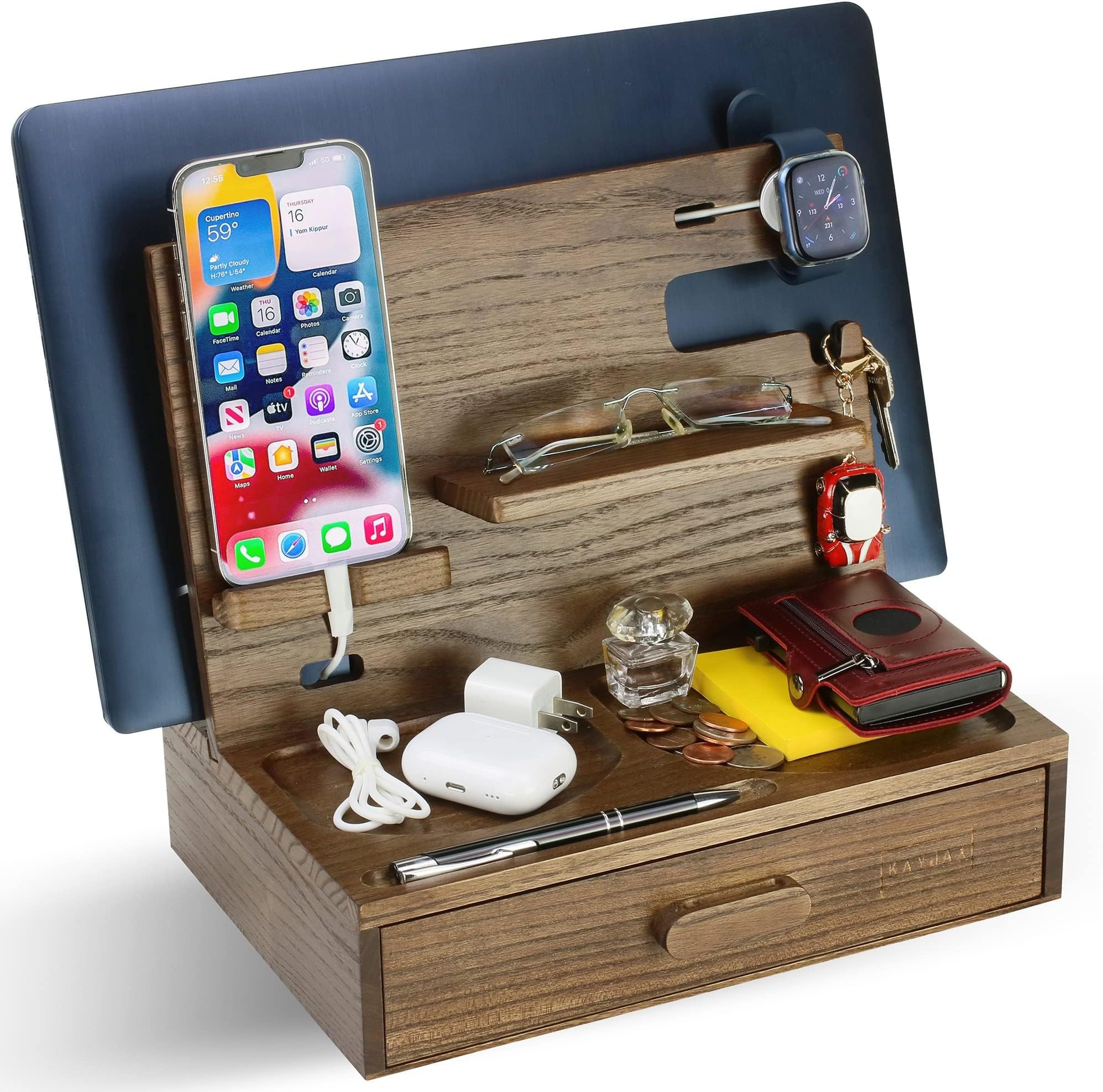 Amazon.com: LOYALNATURE Wood Phone Docking Station - Nightstand ...