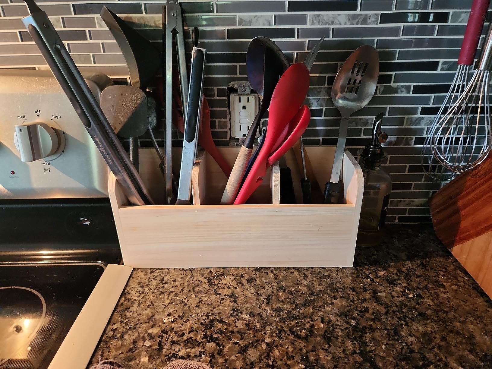 Amazon.com: TREOAKWIS Utensil Holder Extra Large, Hinoki Cypress Wood ...