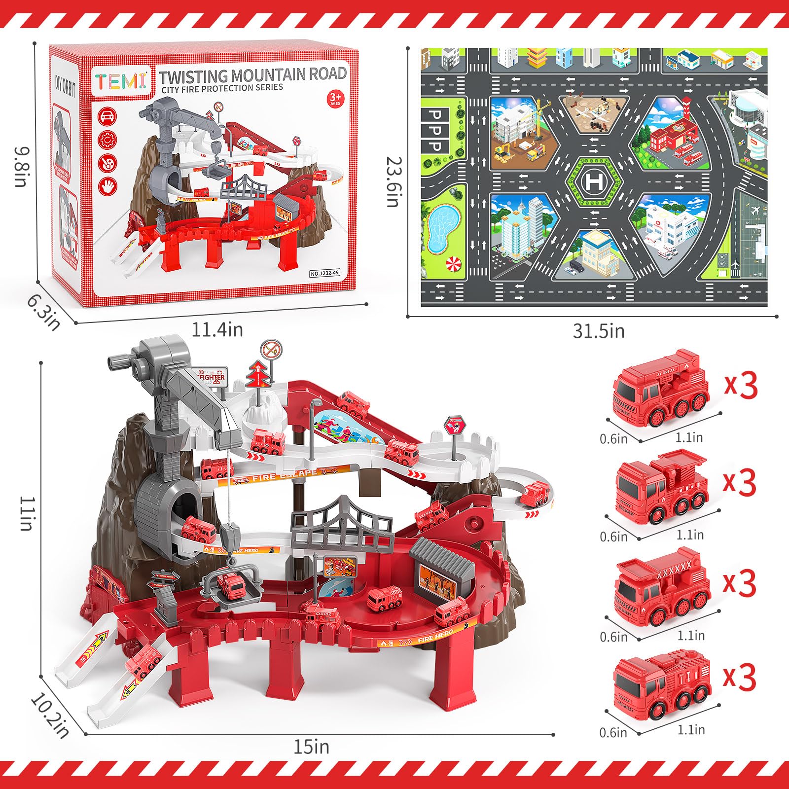 Snapklik.com : TEMI Boys Race Track Car Garage Parking Adventure Toy ...