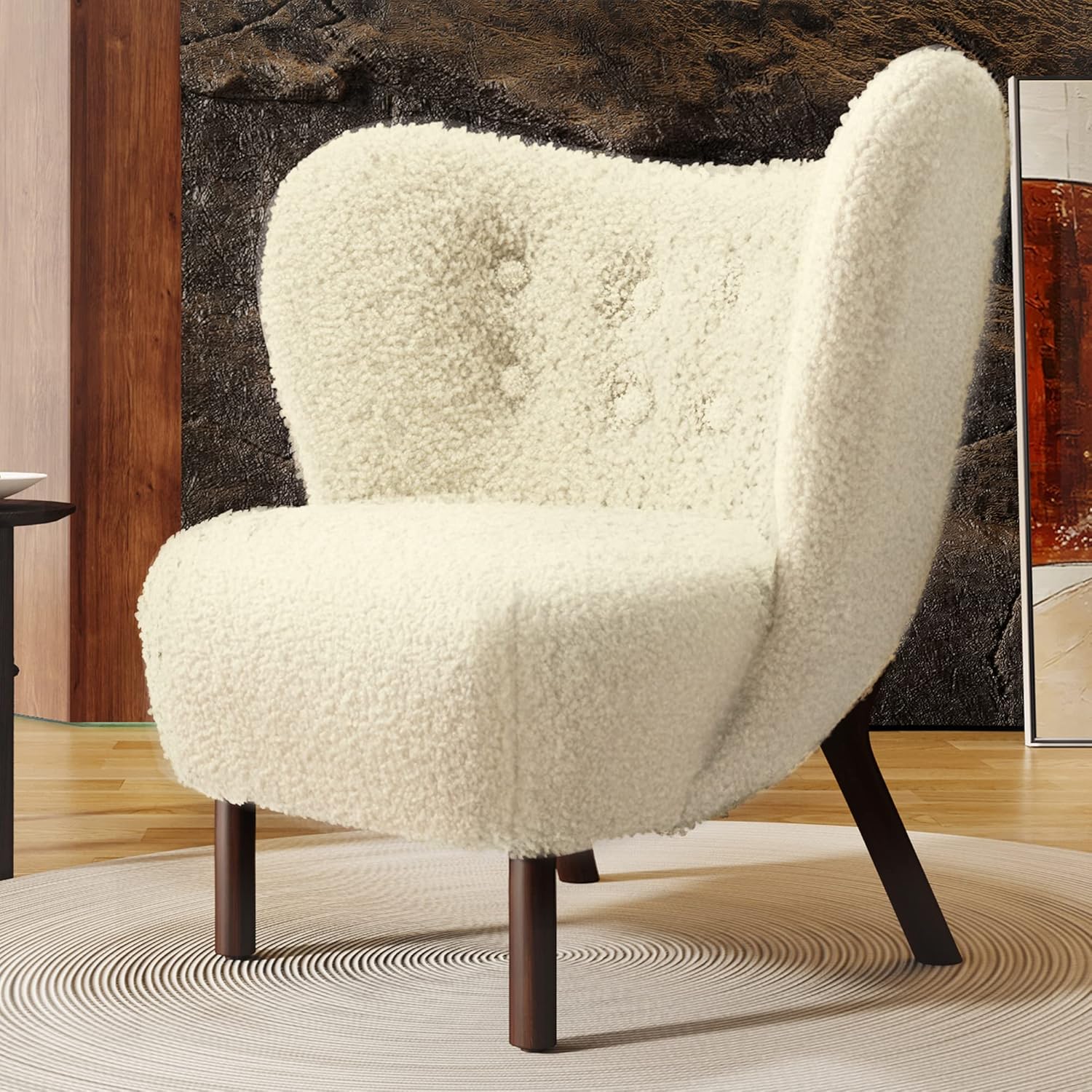 Amazon.com: DOEEHOME Armless Modern Accent Lambskin Sherpa Wingback ...