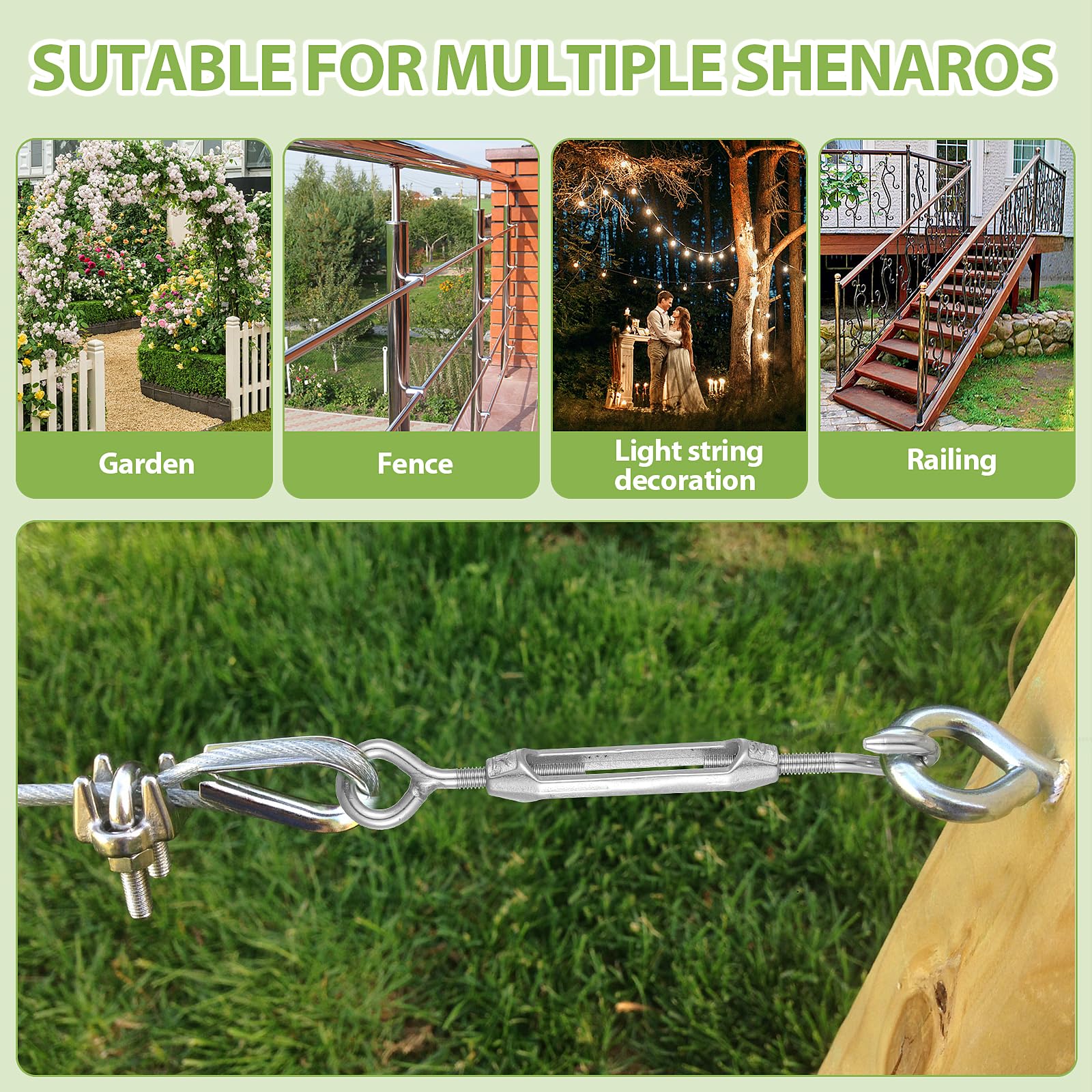 Snapklik.com : 16 Pcs Hook And Eye Turnbuckle M4 Stainless Steel ...