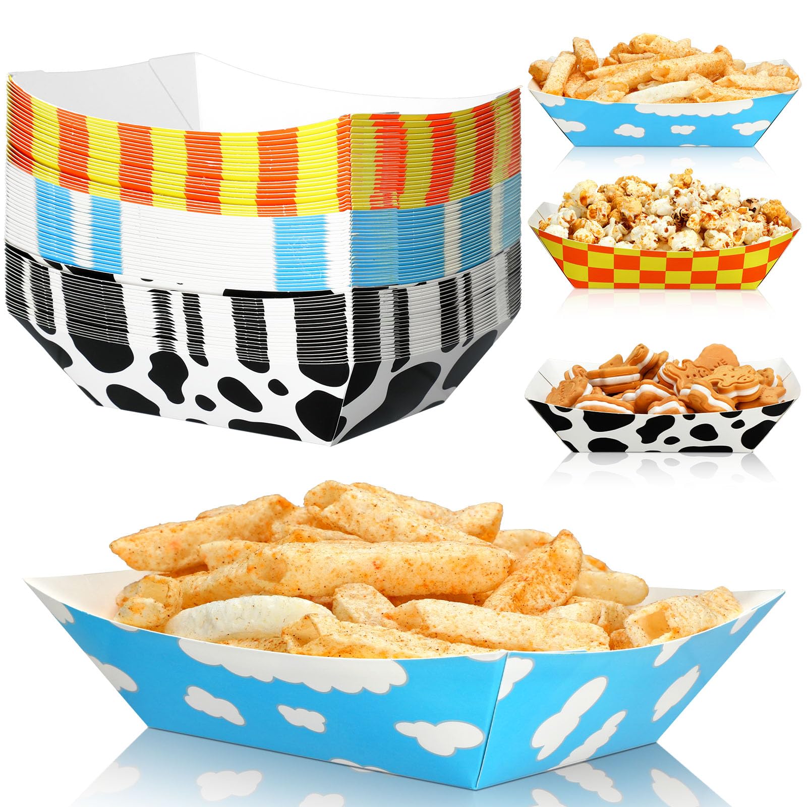 Amazon.com | Ctosree 60 Pcs Cartoon Story Paper Food Trays Snack Bowls ...