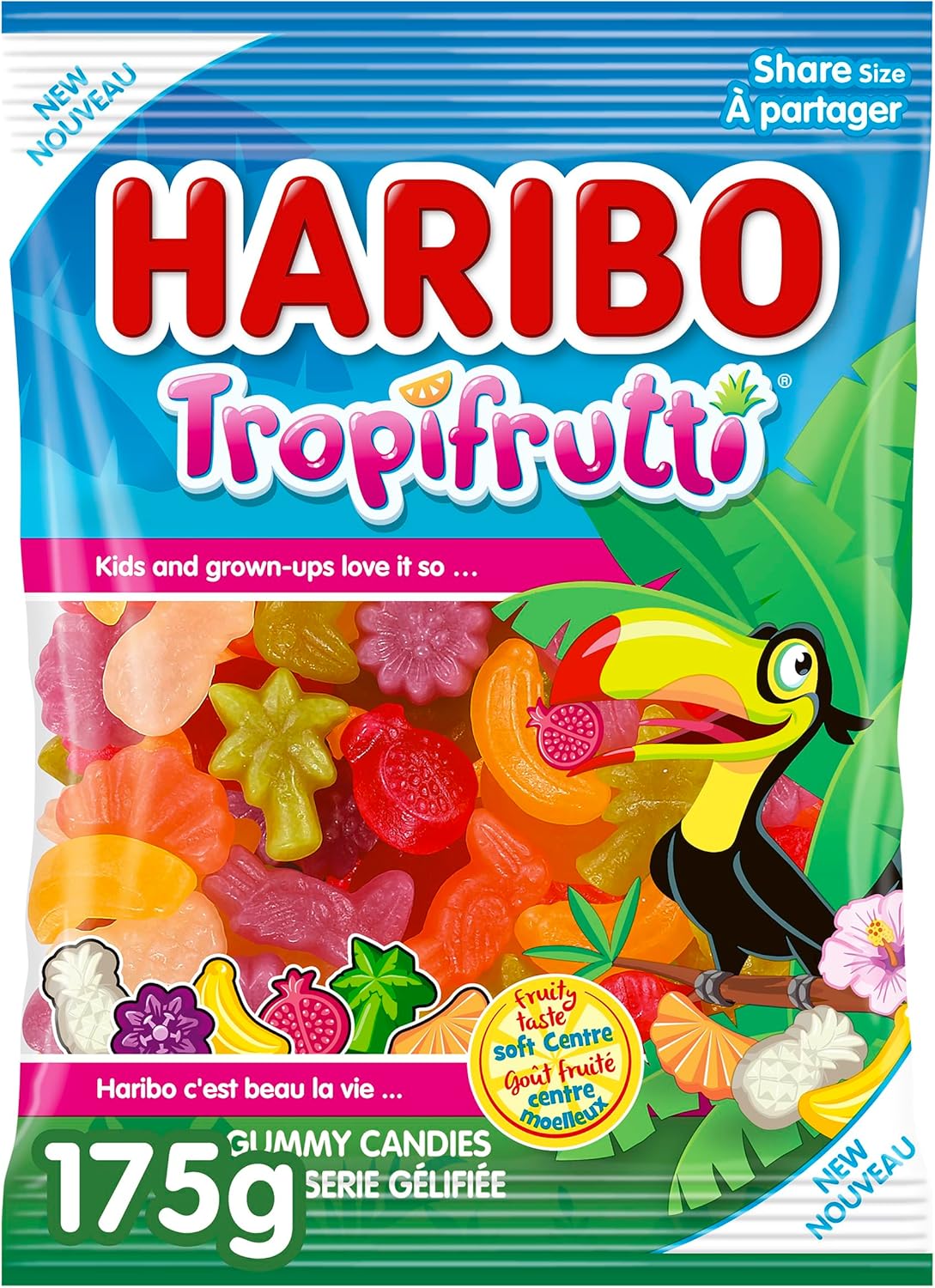 Haribo Tropifruitti Gummy Candy, 6 Tropical Fruity Flavours, Chewy ...