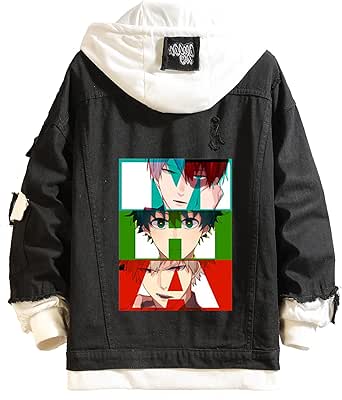 CSOCKS MHA Jacket Hoodie Bakugou Katsuki Anime Denim Hooded Jacket ...