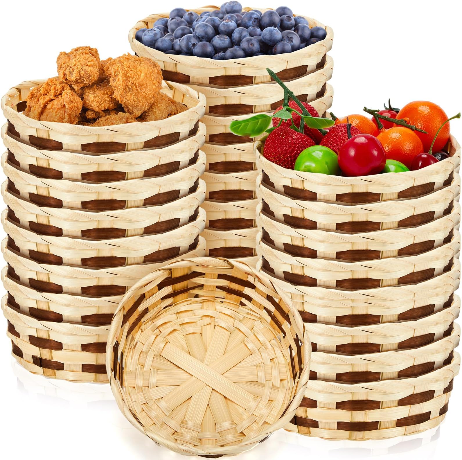 Amazon.com: 5pcs Bamboo Fruit Basket Wicker Basket Hamper Wicker ...