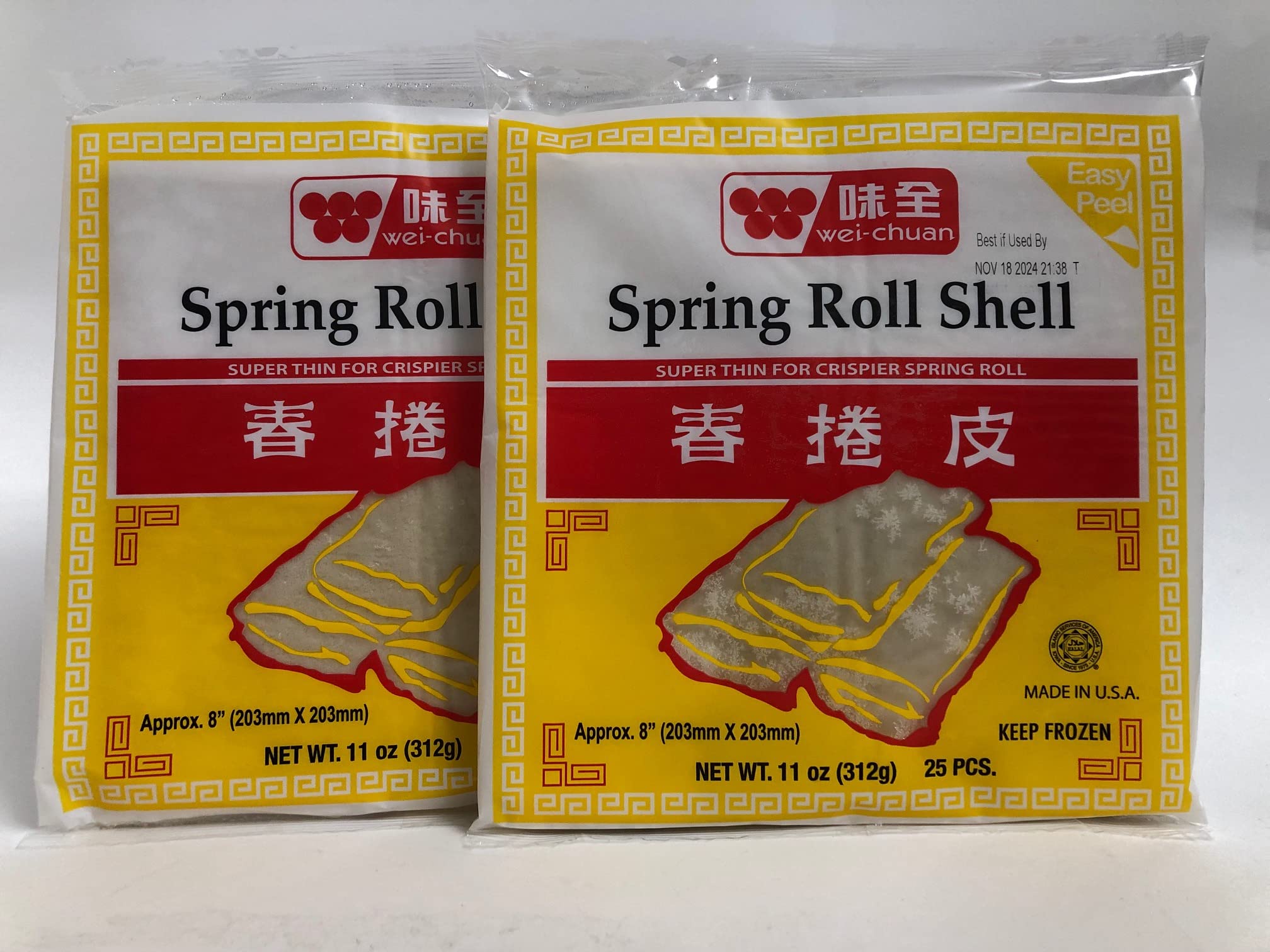 Amazon.com: Wei Chuan Spring Roll Shell 11 Oz / 25 Sheets per Pack (2 ...