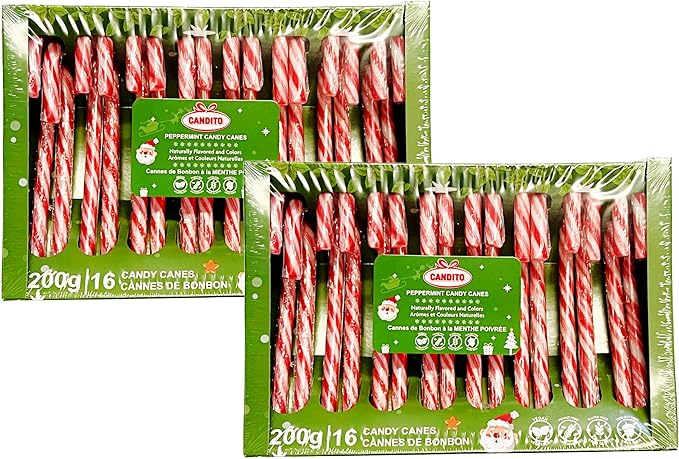 CANDITO Peppermint Candy Canes (2 PACK)– Natural Peppermint Flavour ...